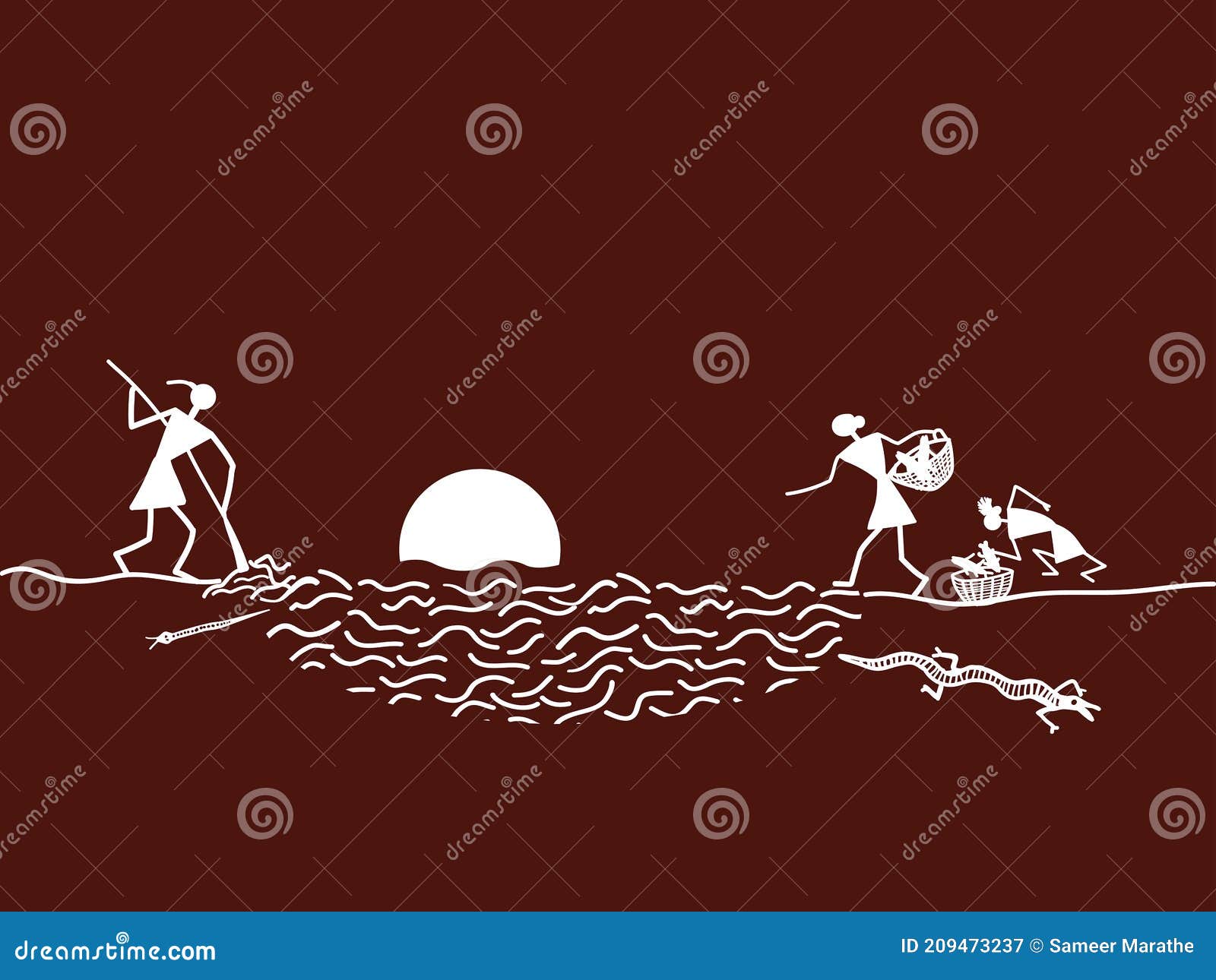 Indian Tribal Art | Warli Art Stock Illustration - Illustration of ...