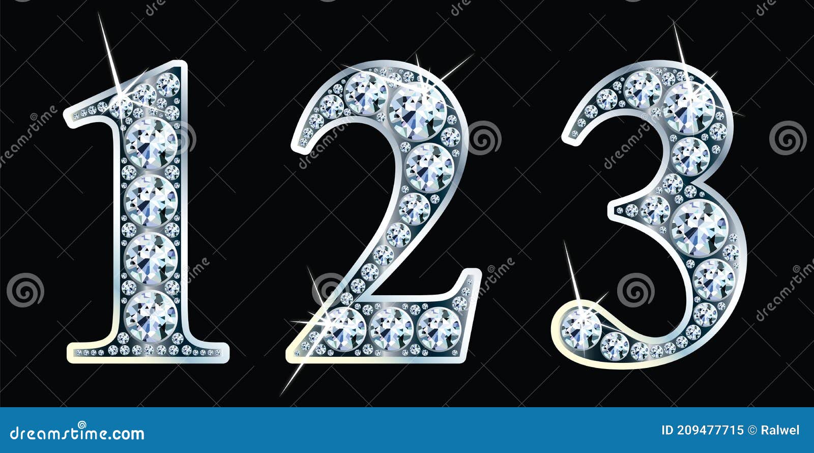 Diamond Numbers Set 1, 2, 3. Vector Eps10 Stock Vector - Illustration ...