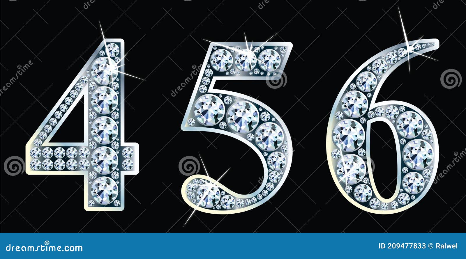 Diamond Numbers Set 4,5,6. Vector Eps10 Stock Vector - Illustration of ...