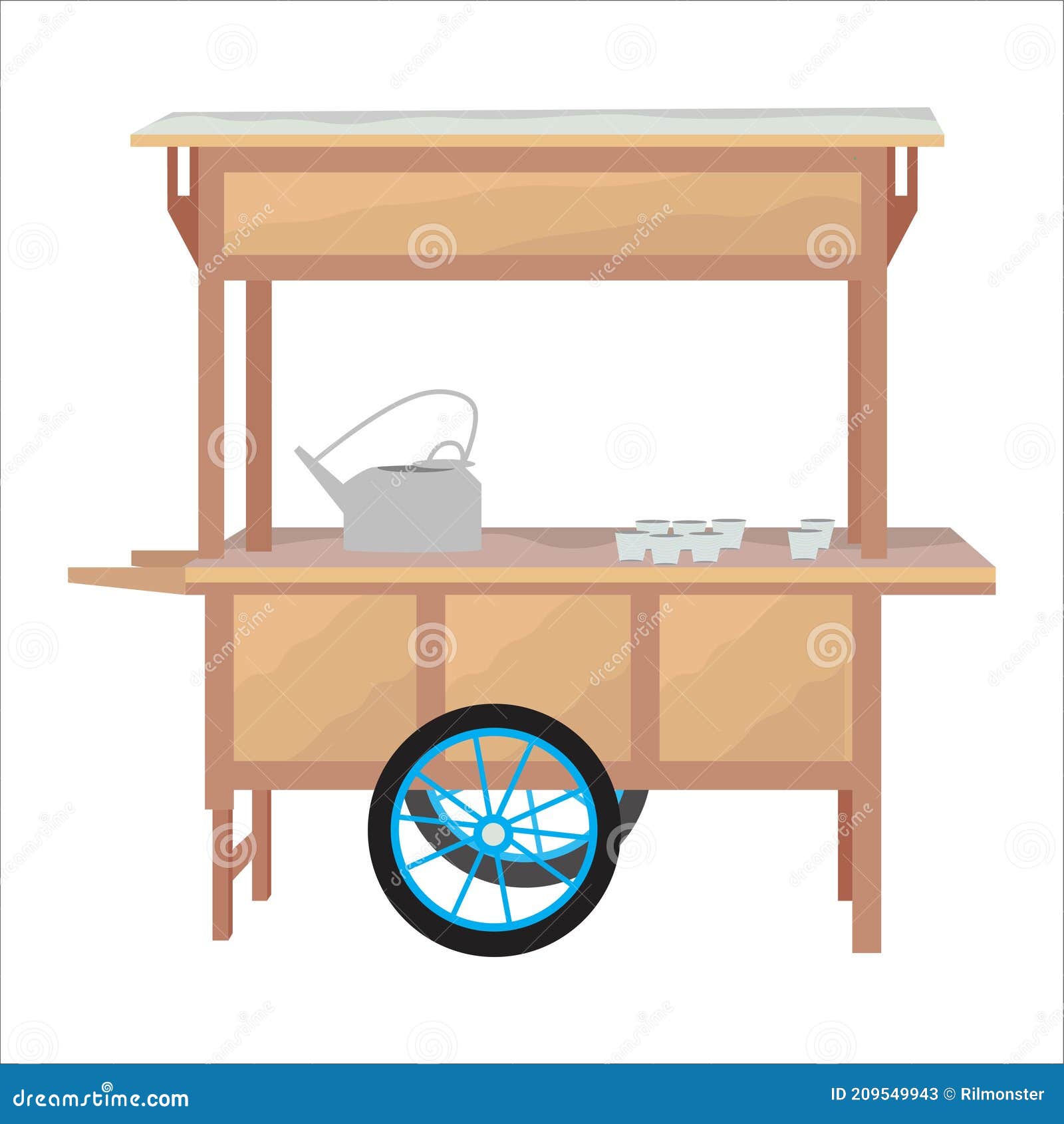 Gerobak Indonesia Food Stall Bakso Stock Illustration - Illustration of ...