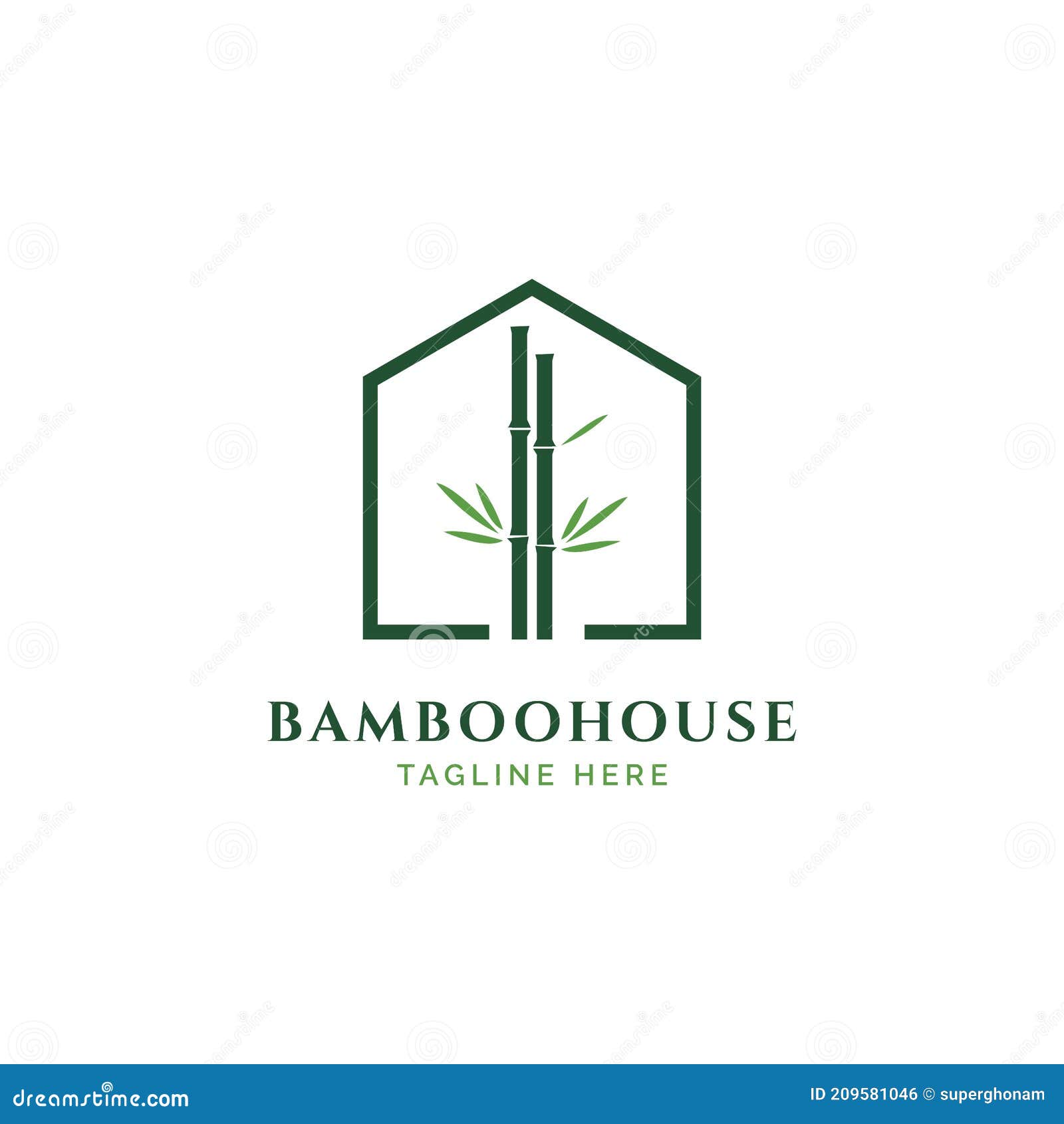 Bamboo House Logo Design Illustration Vector Template Stock Vector ...