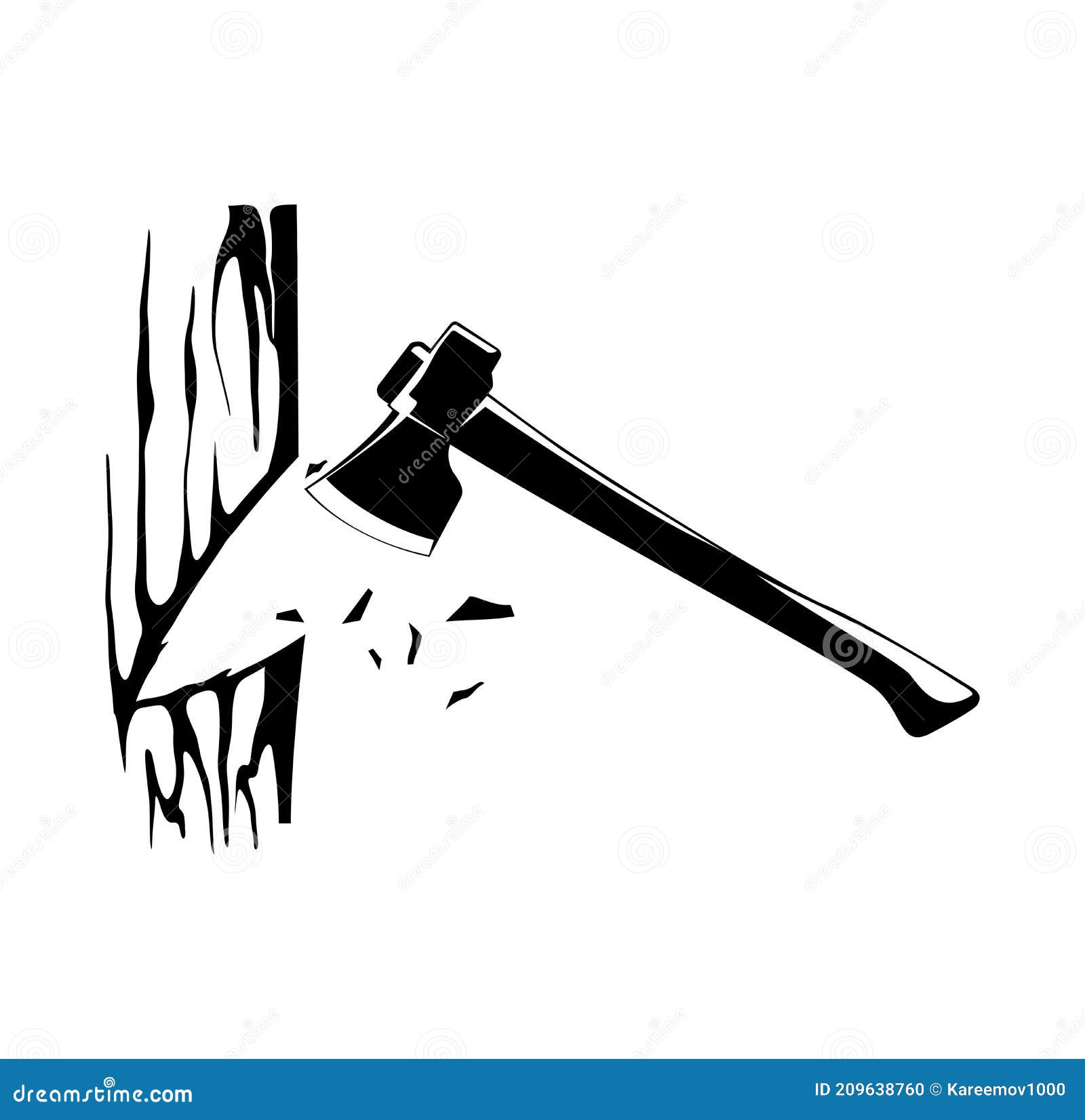 Axe and Tree Vector Illustration. Stock Illustration - Illustration of ...