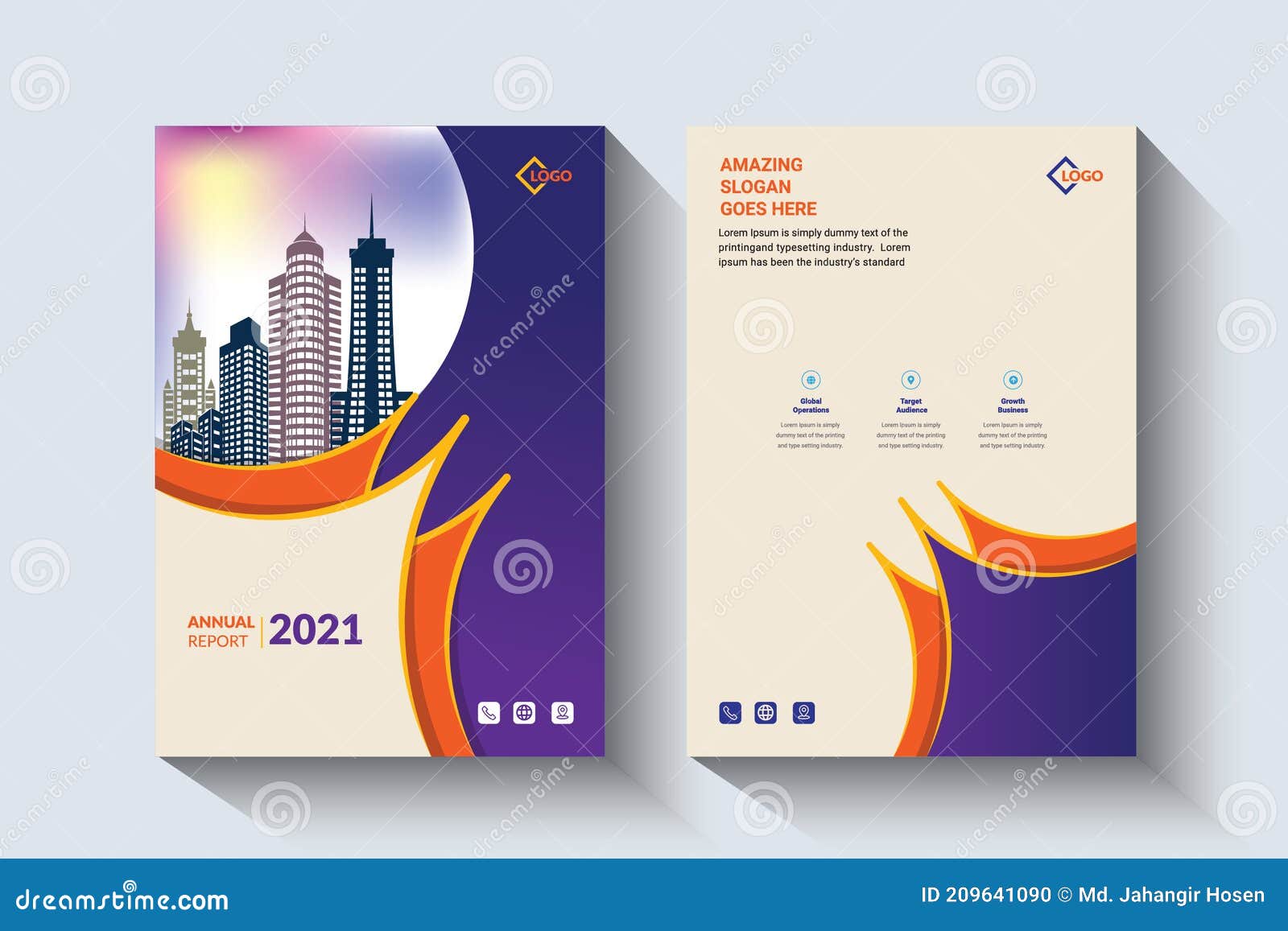 Professional Annual Report Layout Template Trendy Design Stock Vector ...