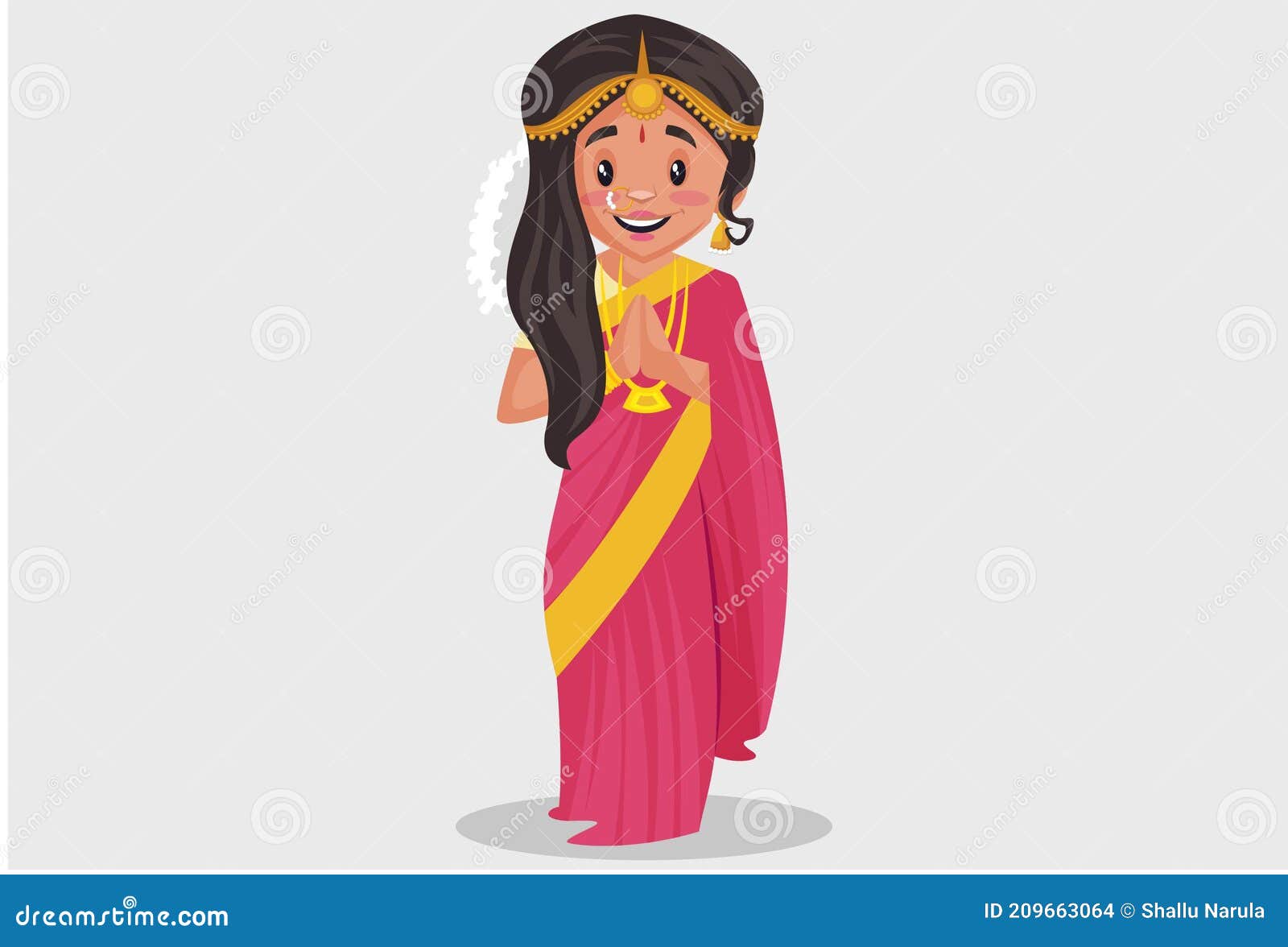 Vector Graphic Illustration of Tamil Woman Stock Vector - Illustration ...