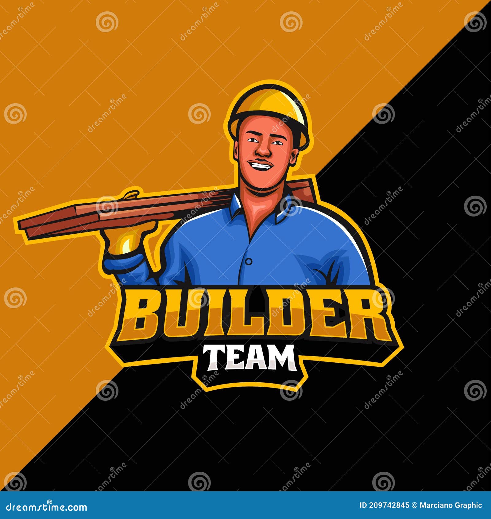 Builder Team Mascot Logo Template Stock Vector - Illustration of people ...