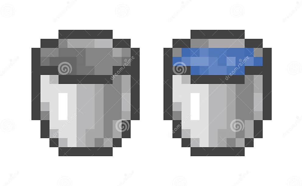 Pixel Art of Water Bucket. stock vector. Illustration of isolated ...