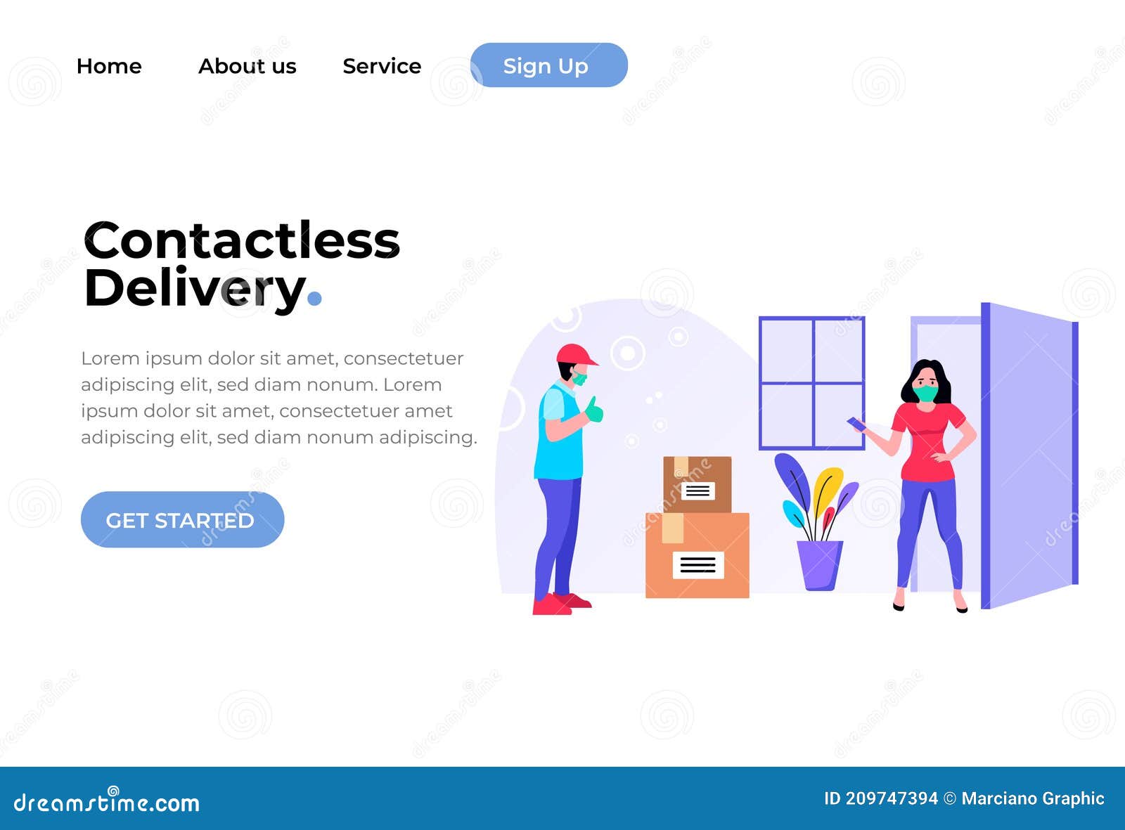 Modern Flat Design Concept Illustration of Contactless Delivery Landing ...