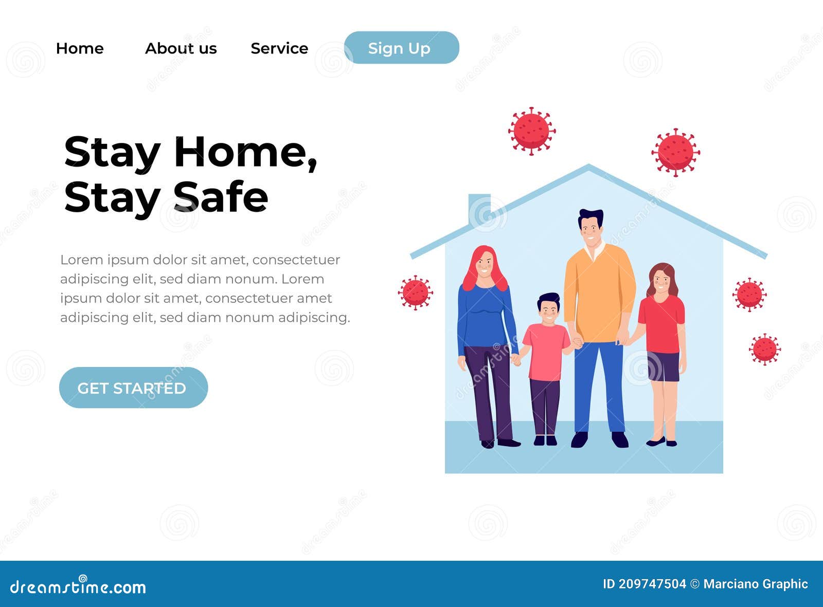 Stay Home Concept. Family Wearing Face Masks at Home in Quarantine ...