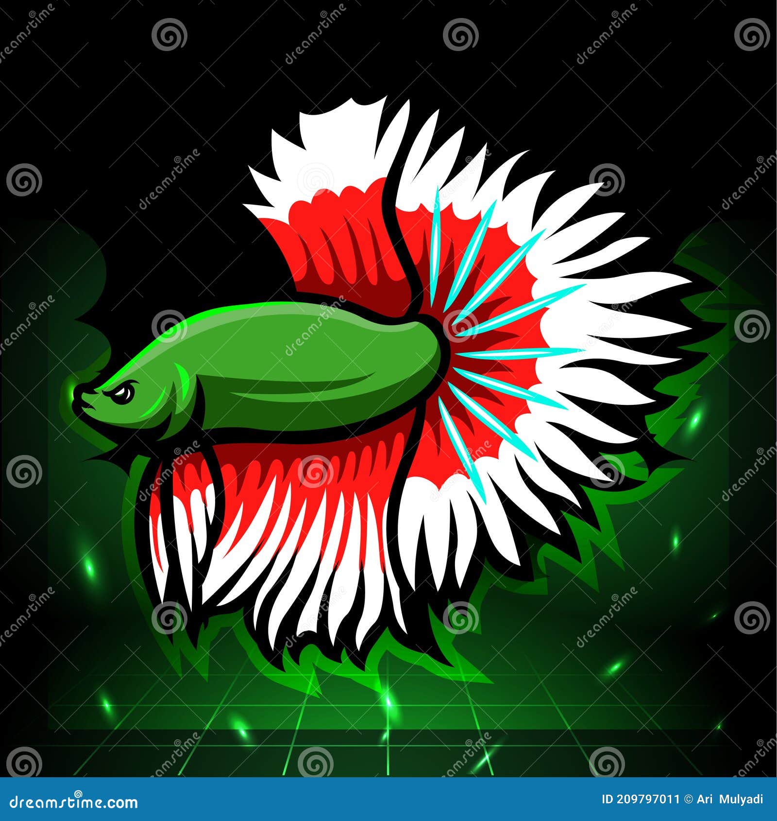 Halfmoon Betta Fish Hand-drawn Character Coloring Page For Kids Vector ...