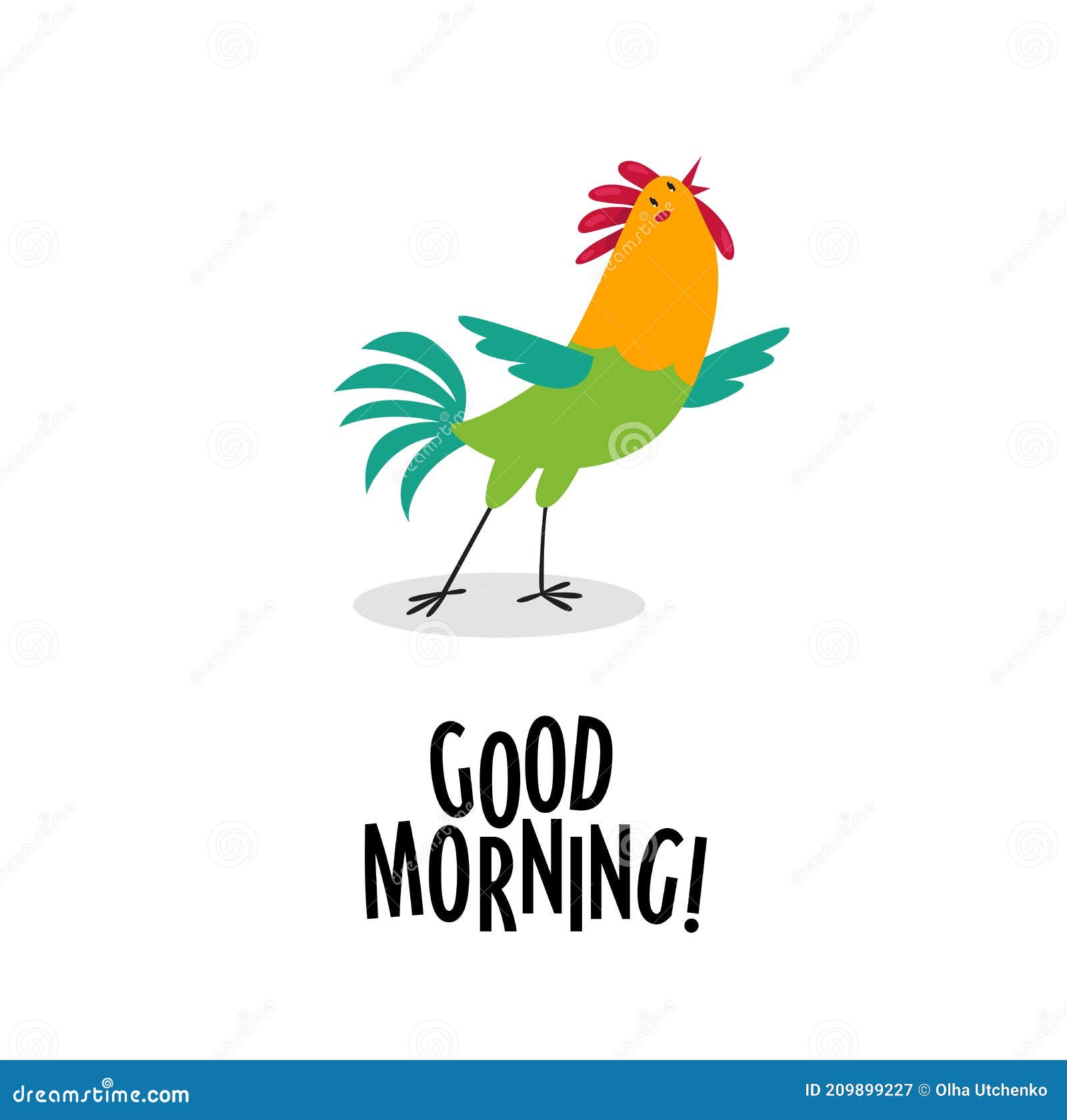 Print. Vector Illustration of a Rooster Saying Good Morning. Stock ...