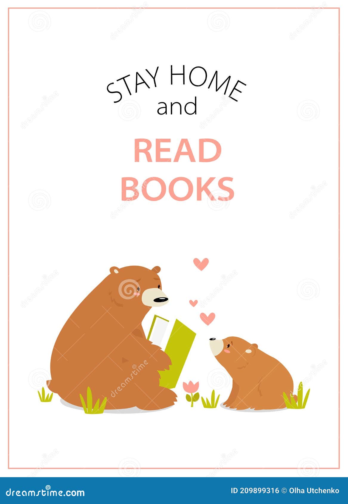 Print. Vector Poster "stay Home and Read Books." Cute Illustration with ...