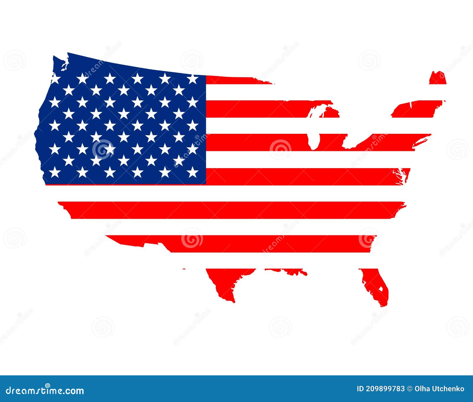 Print. Vector Map of North America. American Flag. Stock Vector ...