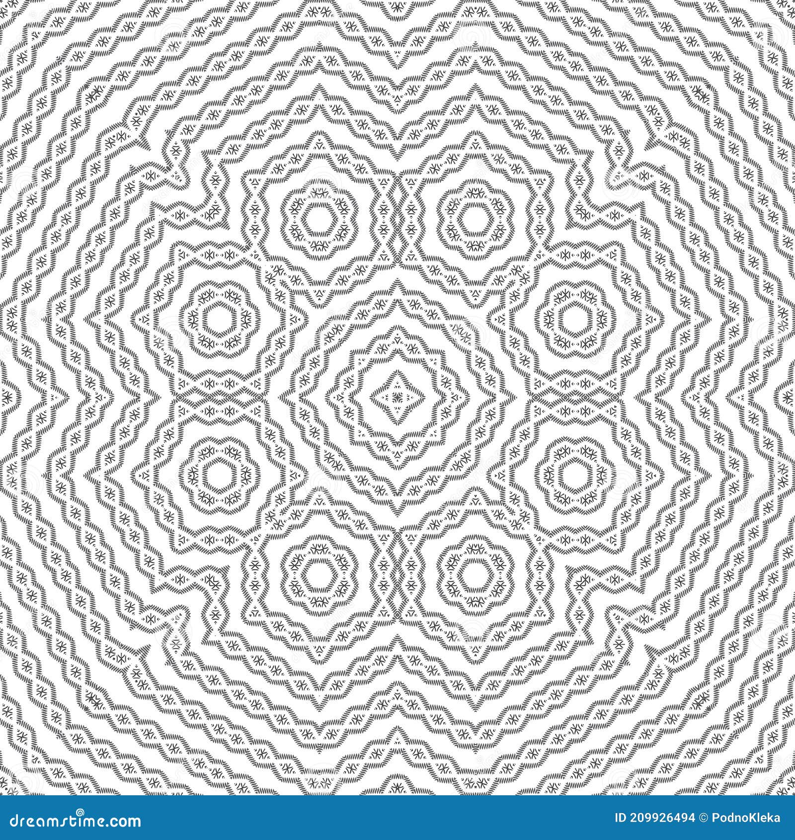 Radial Geometry Stitching Damask Embroidery Floral Vector Seamless ...