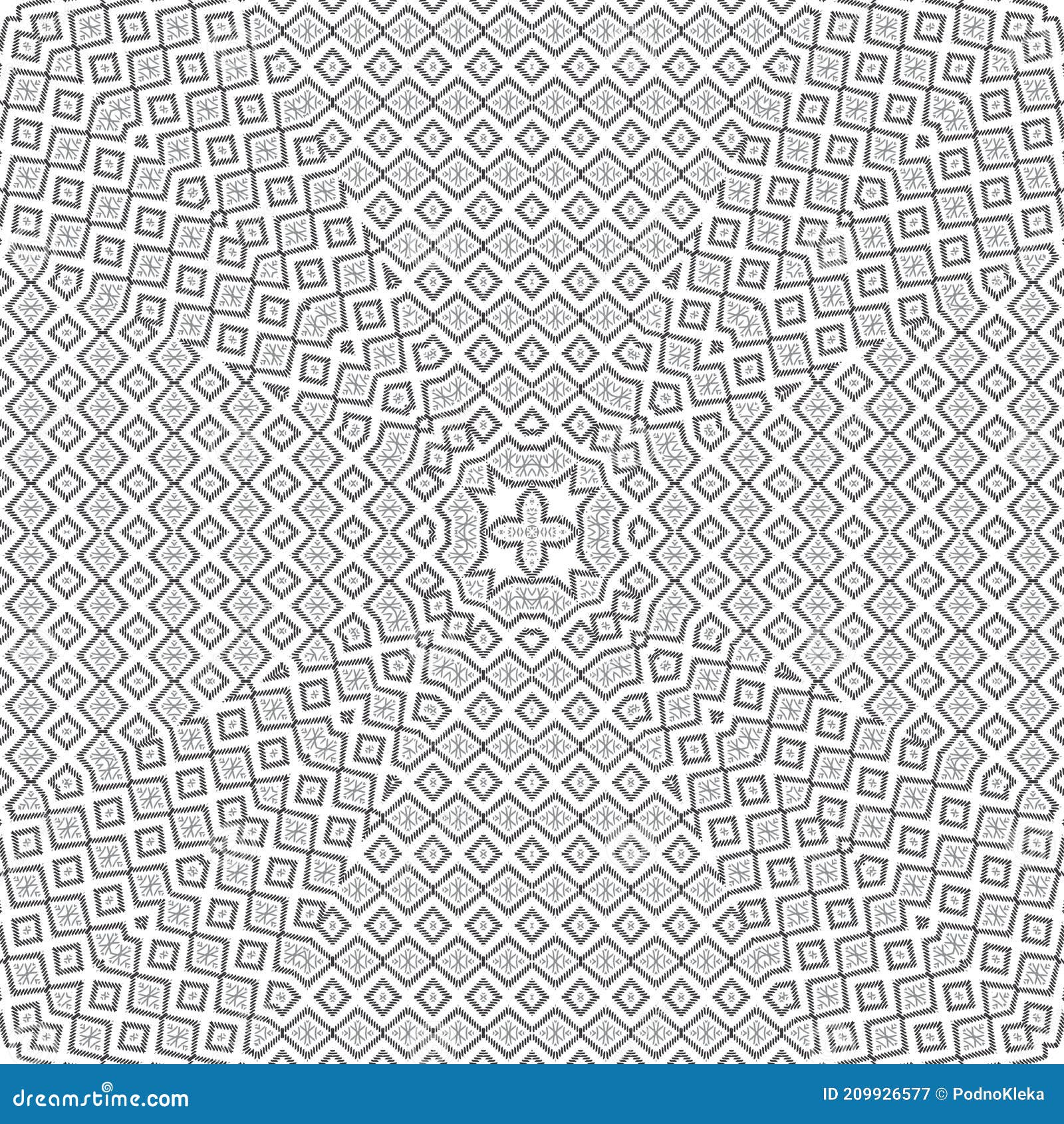 Radial Geometry Stitching Damask Embroidery Floral Vector Seamless ...