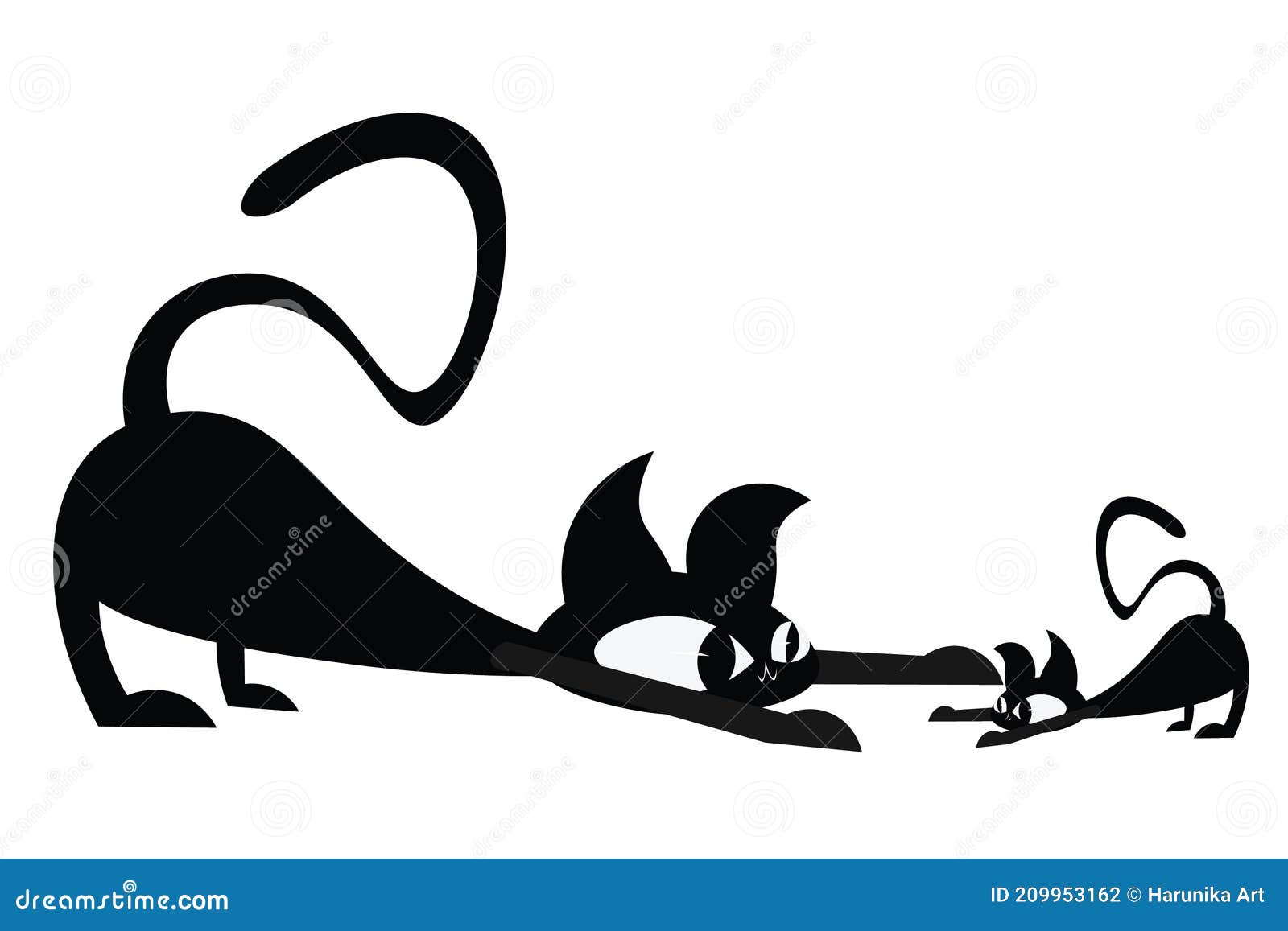 Vector Illustration of Two Adorable Cats Stock Vector - Illustration of ...