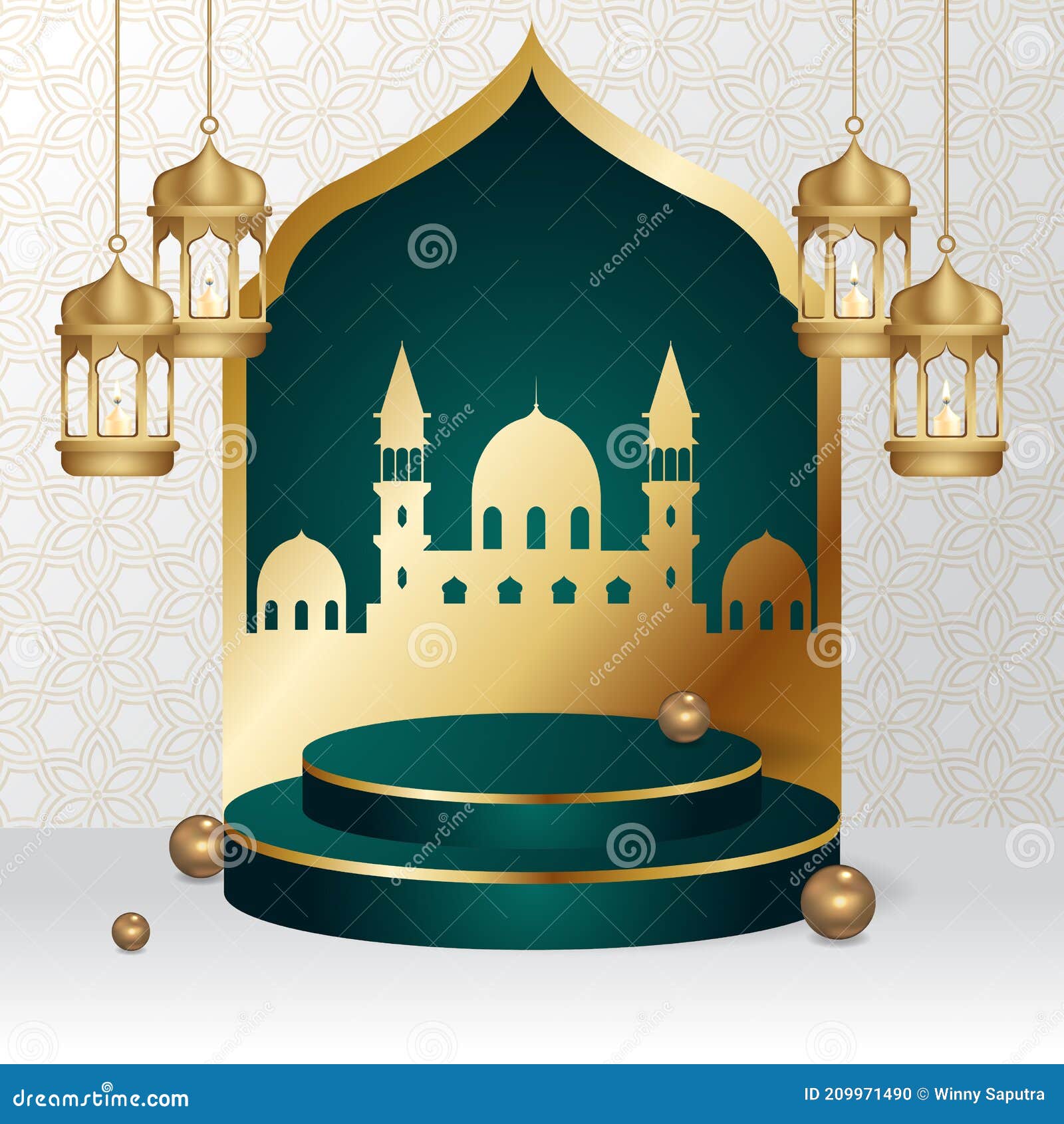 Empty Green Podium Pedestal for Product Sale Showcase Decorated with ...