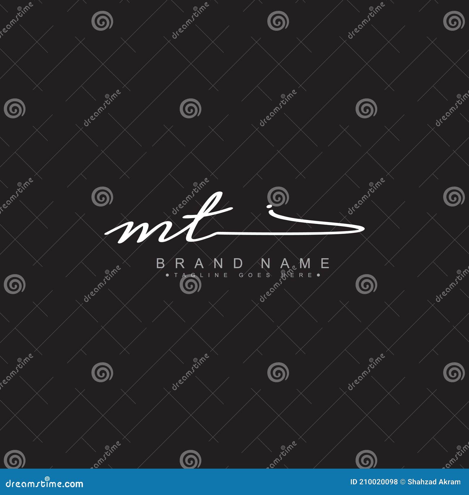 MT Initial Letter Logo - Handwritten Signature Logo Stock Vector ...
