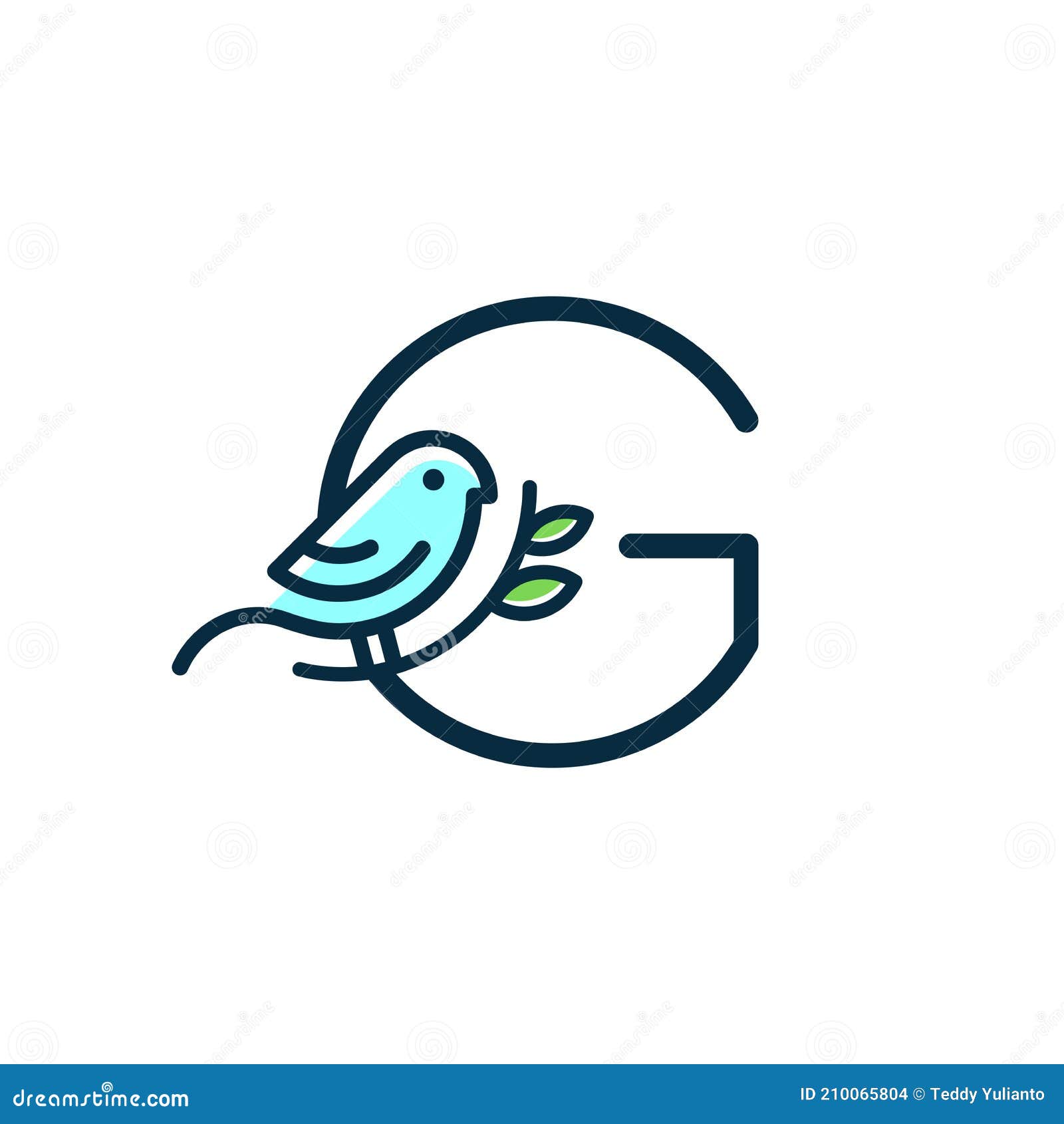 Initial cute blue bird G stock vector. Illustration of corporate ...