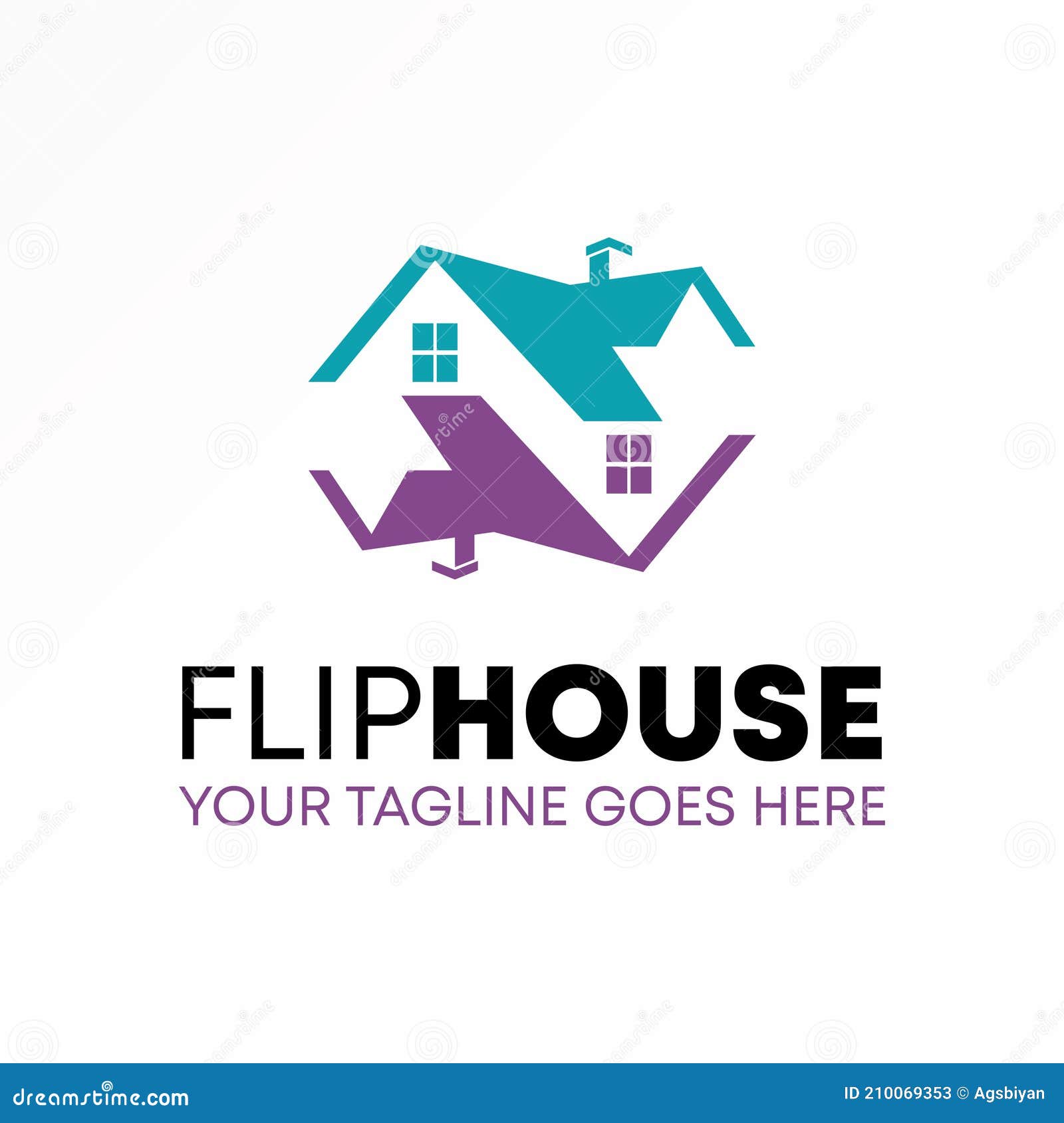 Home Logo. Roof Design. Reverse or Flip Image. Abstract House Concept ...