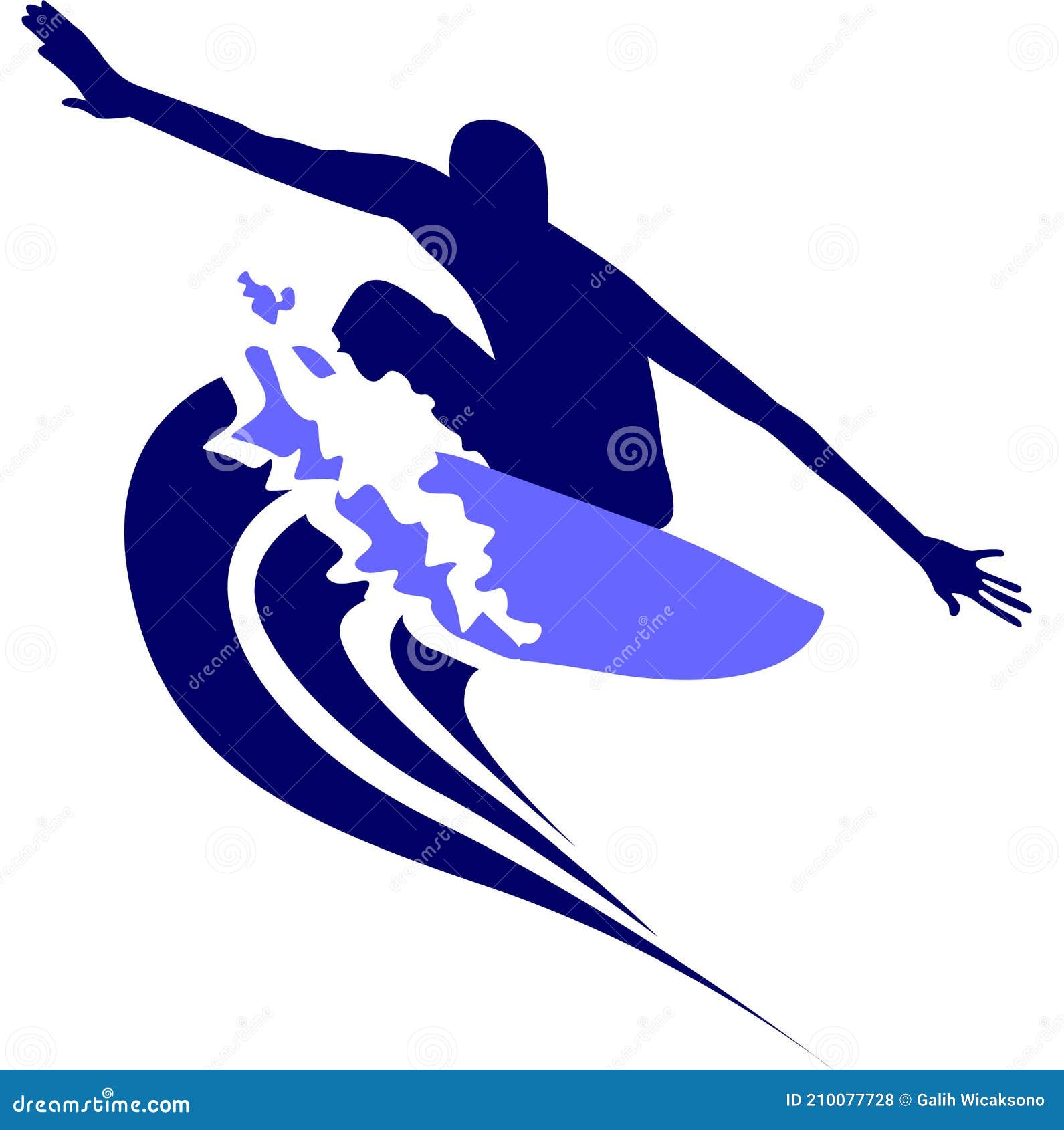 Vector Illustration of Surver Icon with Rolling Waves Stock Vector ...