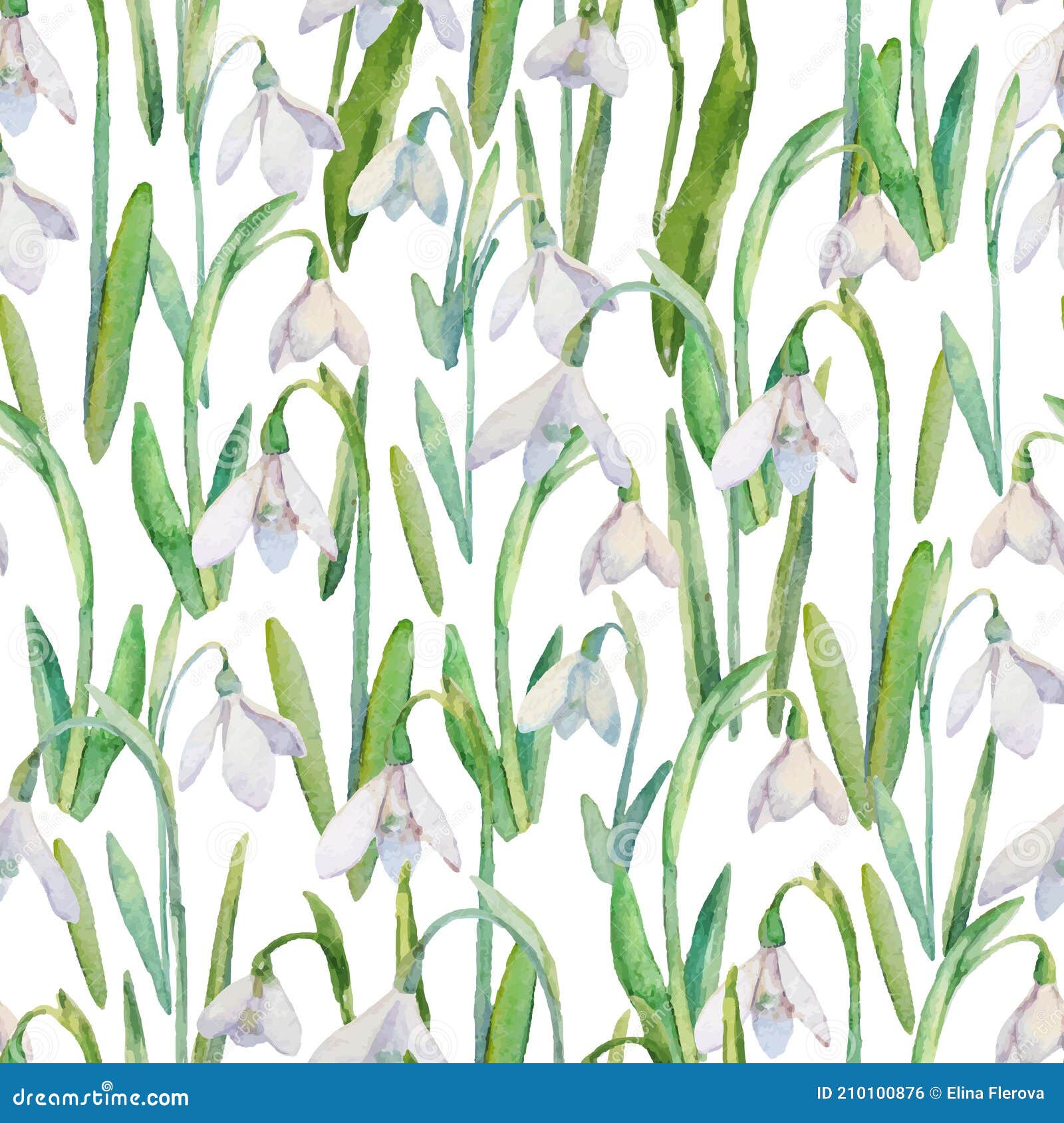 Vector Seamless Pattern with Watercolor Snowdrops. a Repeating ...