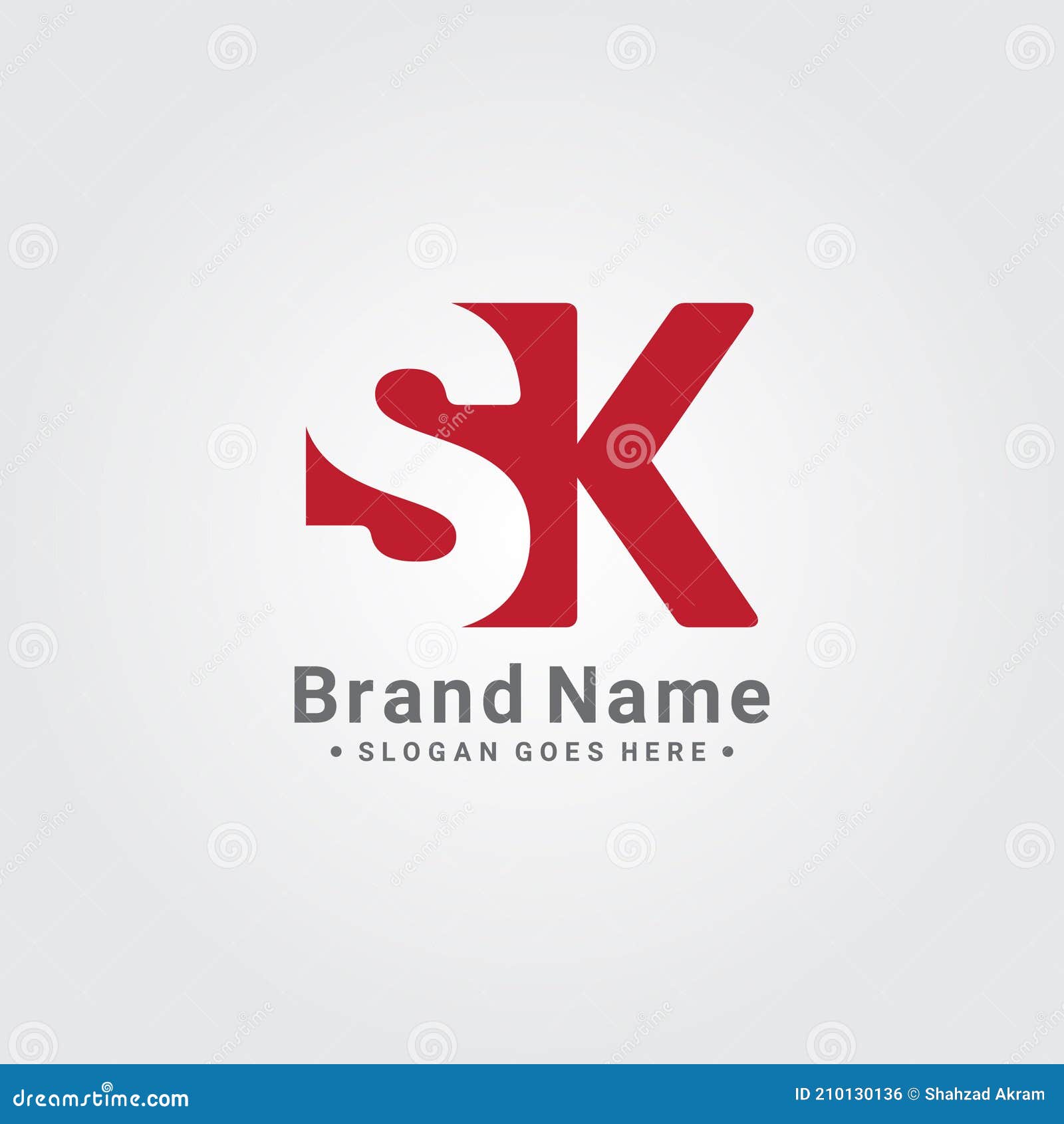 Initial Letter SK Logo - Minimal Vector Template Stock Vector ...