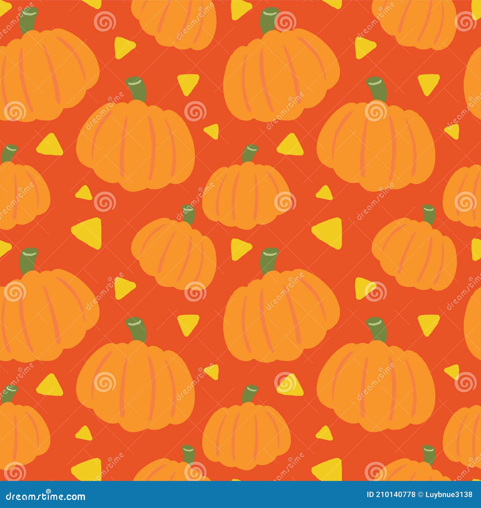 Vector Pumpkin Seamless Pattern. Cute Autumn Repeating Background Stock ...