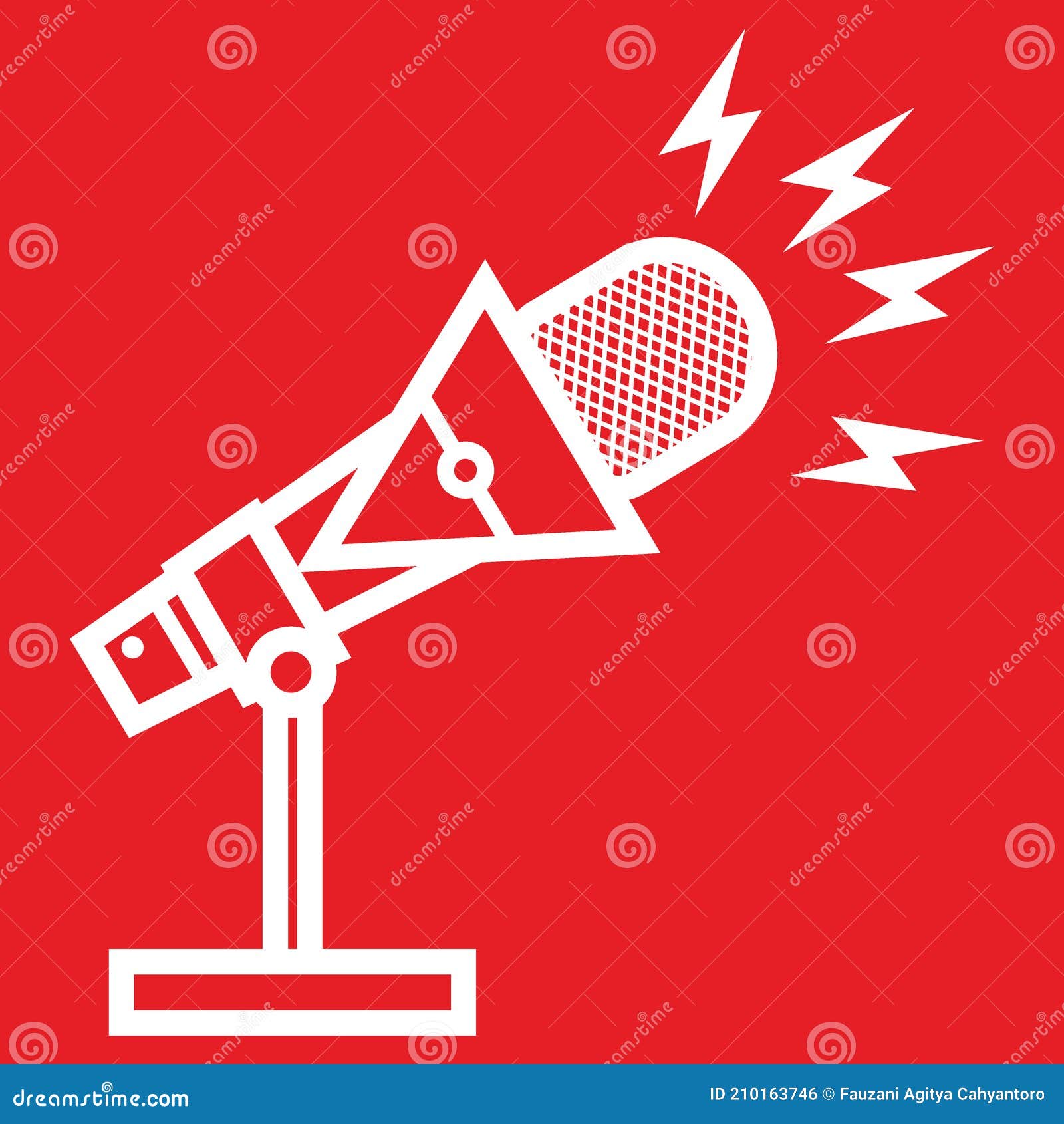 Silhouette of Triangle Broadcasting Microphone with Stand and Lightning ...