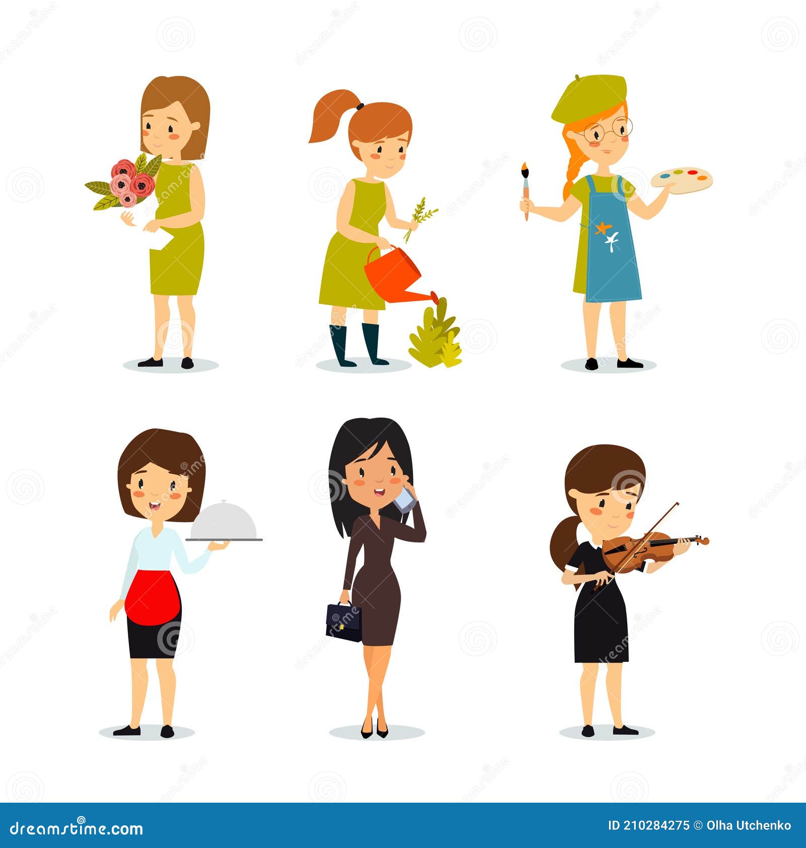 Print. Vector Set of Female Professions. Stock Vector - Illustration of ...
