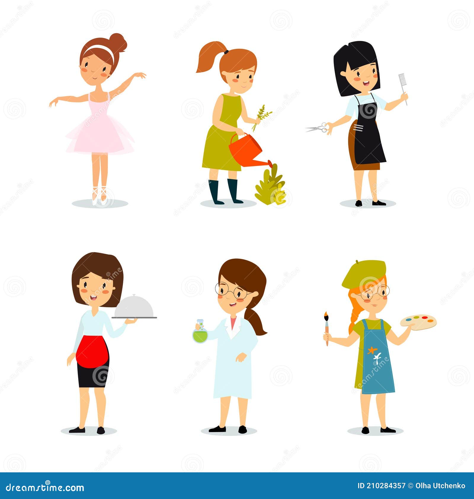 Print. Vector Set of Female Professions. Stock Vector - Illustration of ...