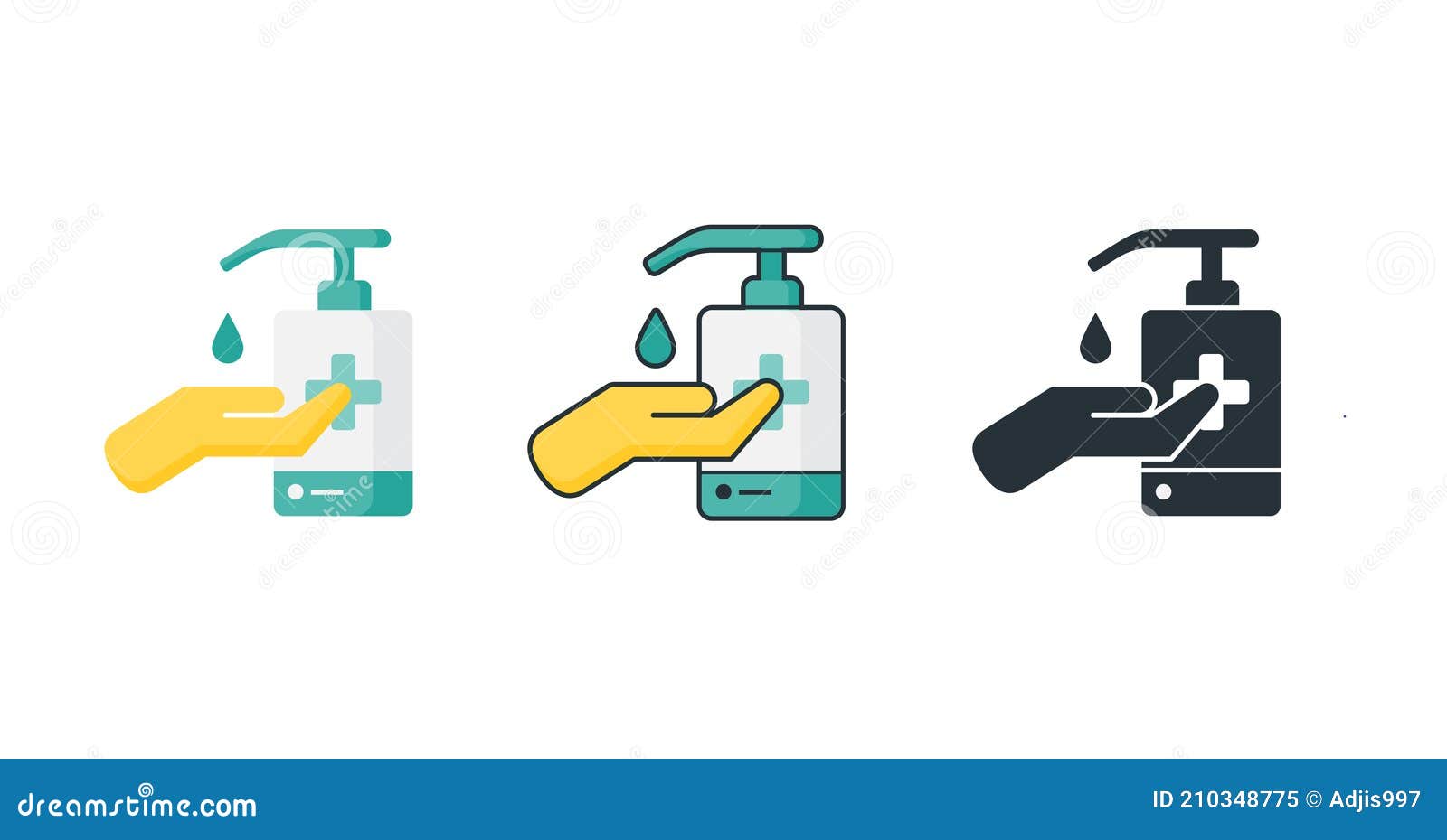 Hand Sanitizer Icon/Illustration with Three Color Styles Stock Vector ...