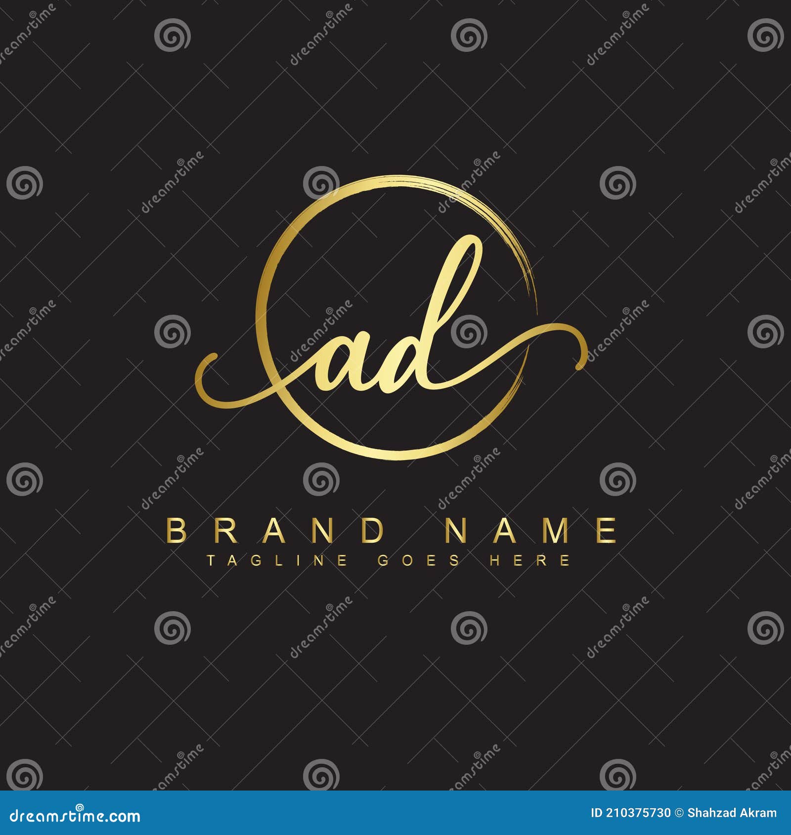 AD Initial Signature Logo - Handwritten Golden Color Vector Logo Stock ...