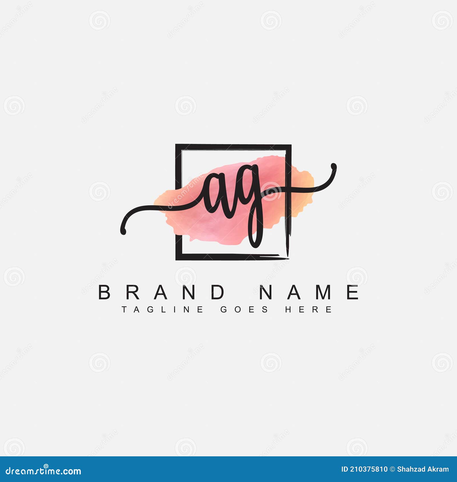 AG Initial Signature Logo - Watercolor Background Logo Stock Vector ...