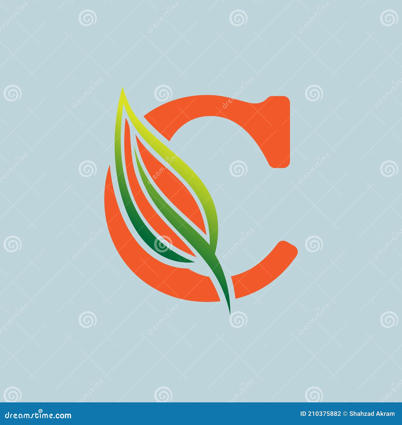 C Logo - Initial Letter C with Leaf Stock Vector - Illustration of ...