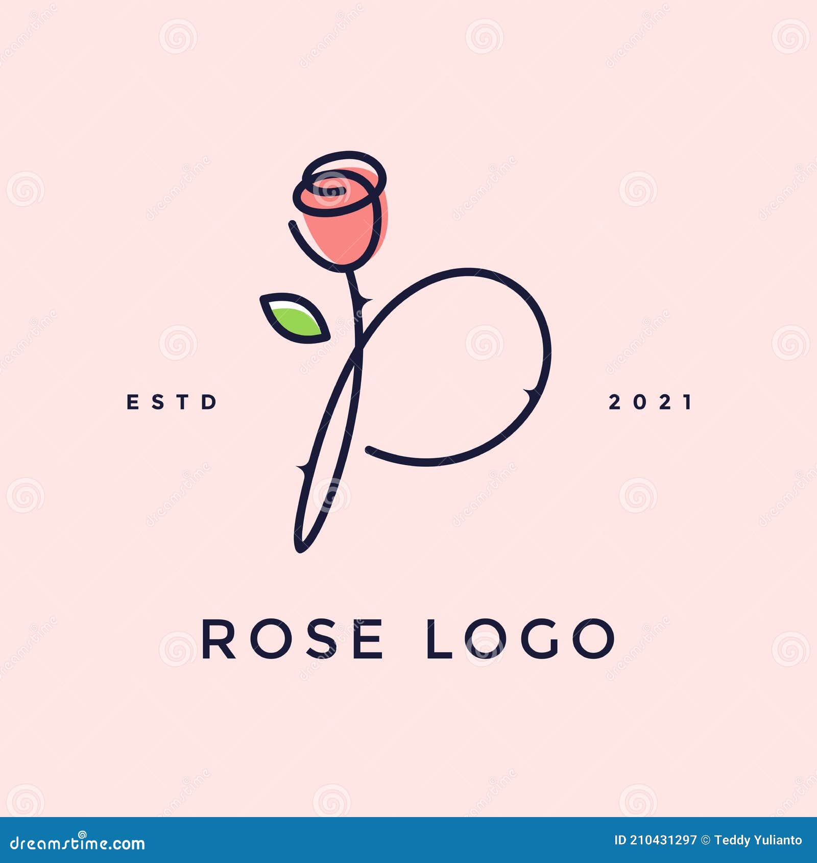 Charming Initial Rose Flower P Stock Vector - Illustration of nature ...
