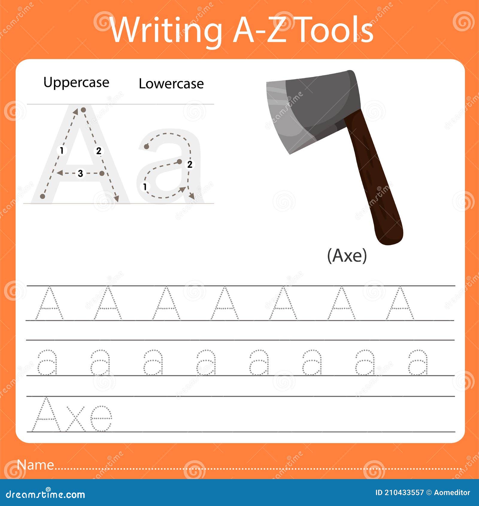 Illustrator of Writing a-z Tools a is Axe Stock Vector - Illustration ...