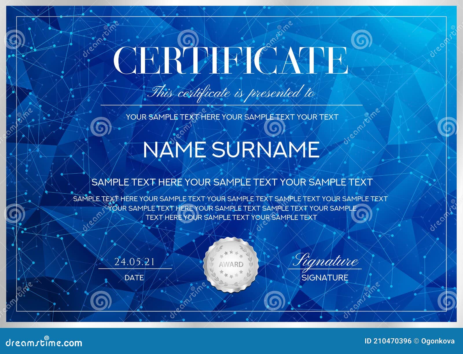 Certificate Template with Geometric Poly Pattern Triangle Shape Texture ...