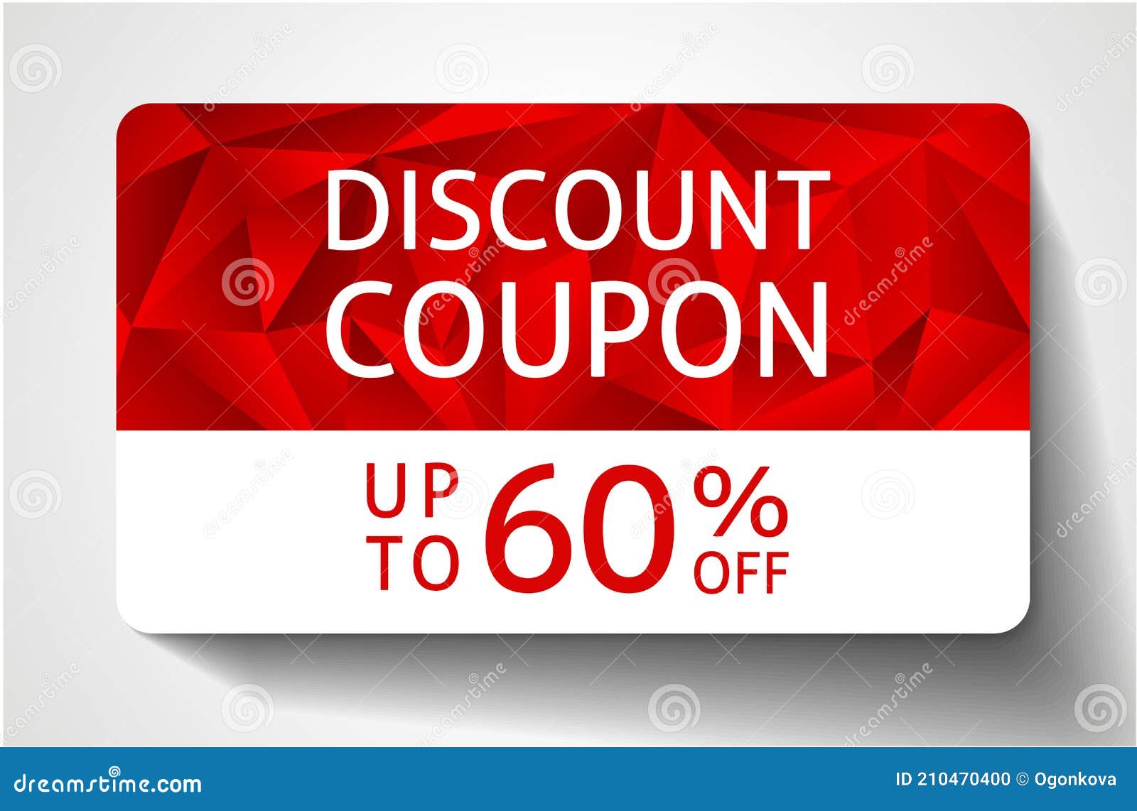 Discount Coupon with Abstract Red Polygon Background, Geometric Poly ...