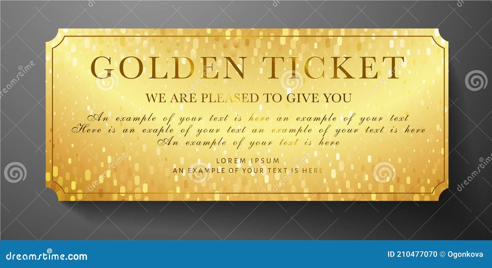 Golden Ticket. Gold Background for Reward Card Design Useful for Gift ...