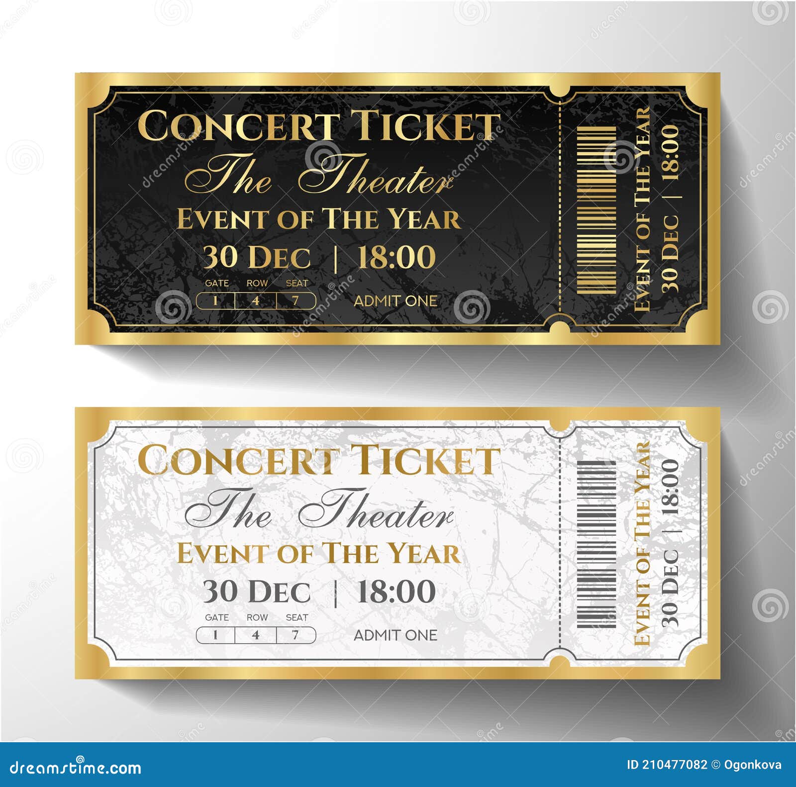 Premium Black, Gold, Silver Ticket Template Design. Luxury Background ...