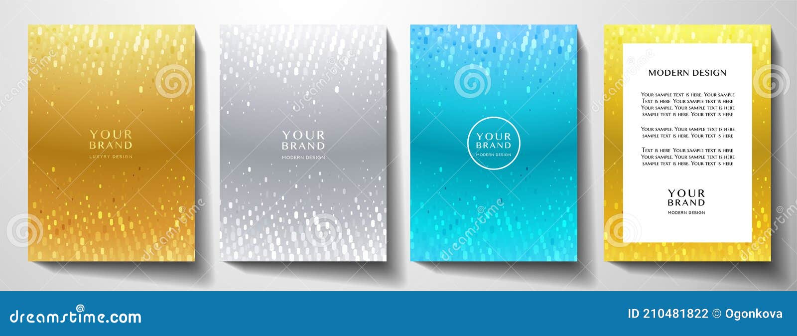 Modern Premium Cover Design Set. Sparkle Pattern on Gold, Silver, Blue ...
