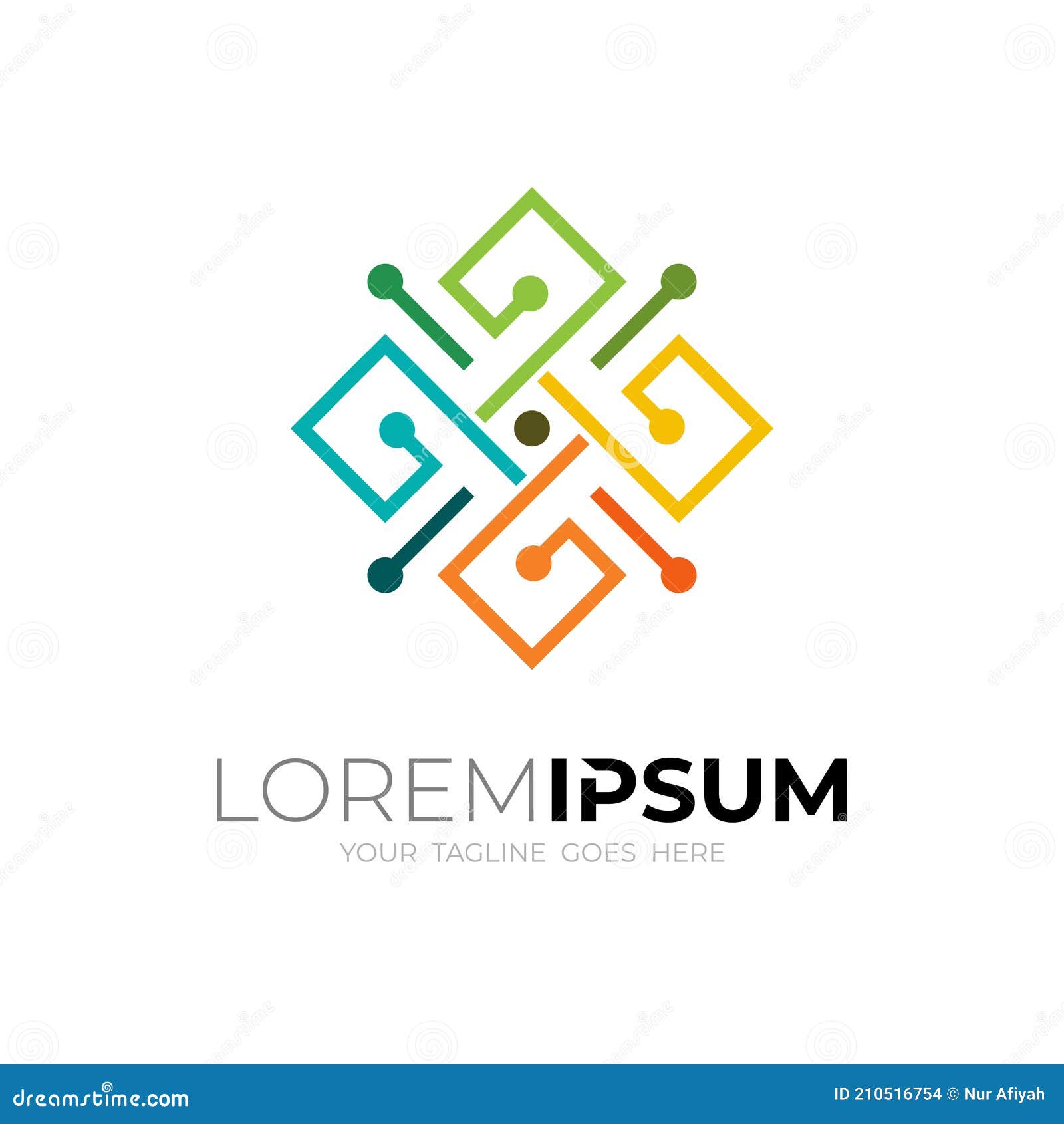 Abstract Line Design Technology , Square Logo Stock Vector ...