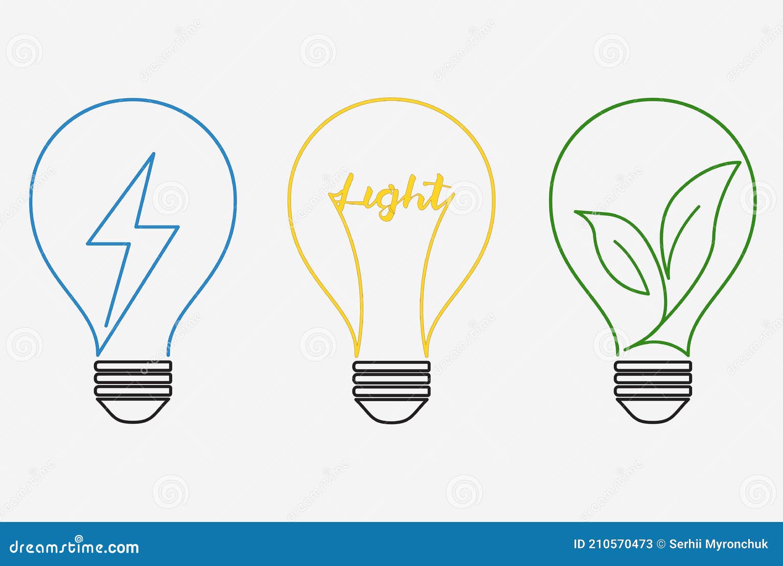Three Bulb Different Icons Logo Design Stock Vector - Illustration of ...