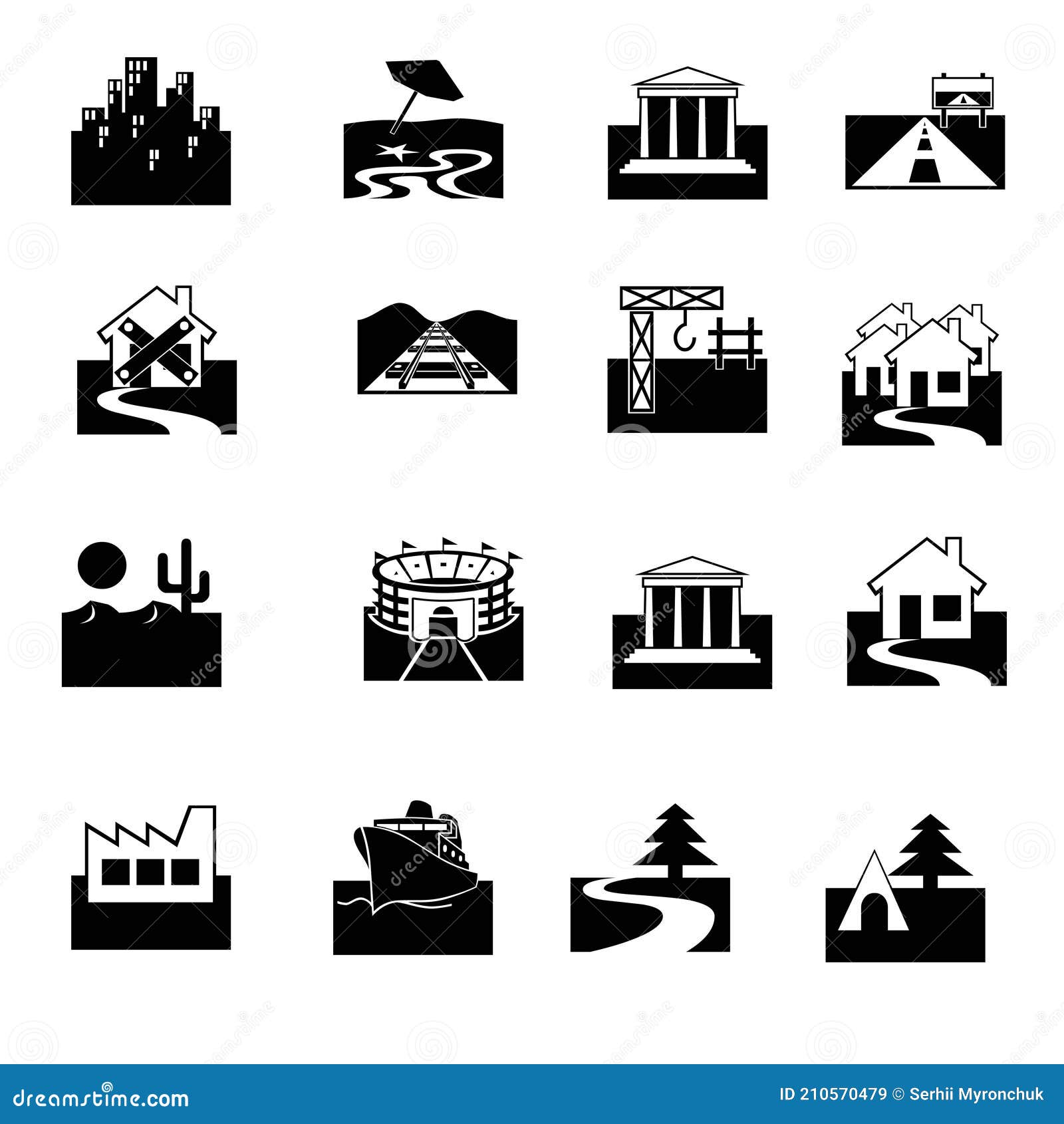 Bleck Town Buildings Hand Art Stock Vector - Illustration of icons ...