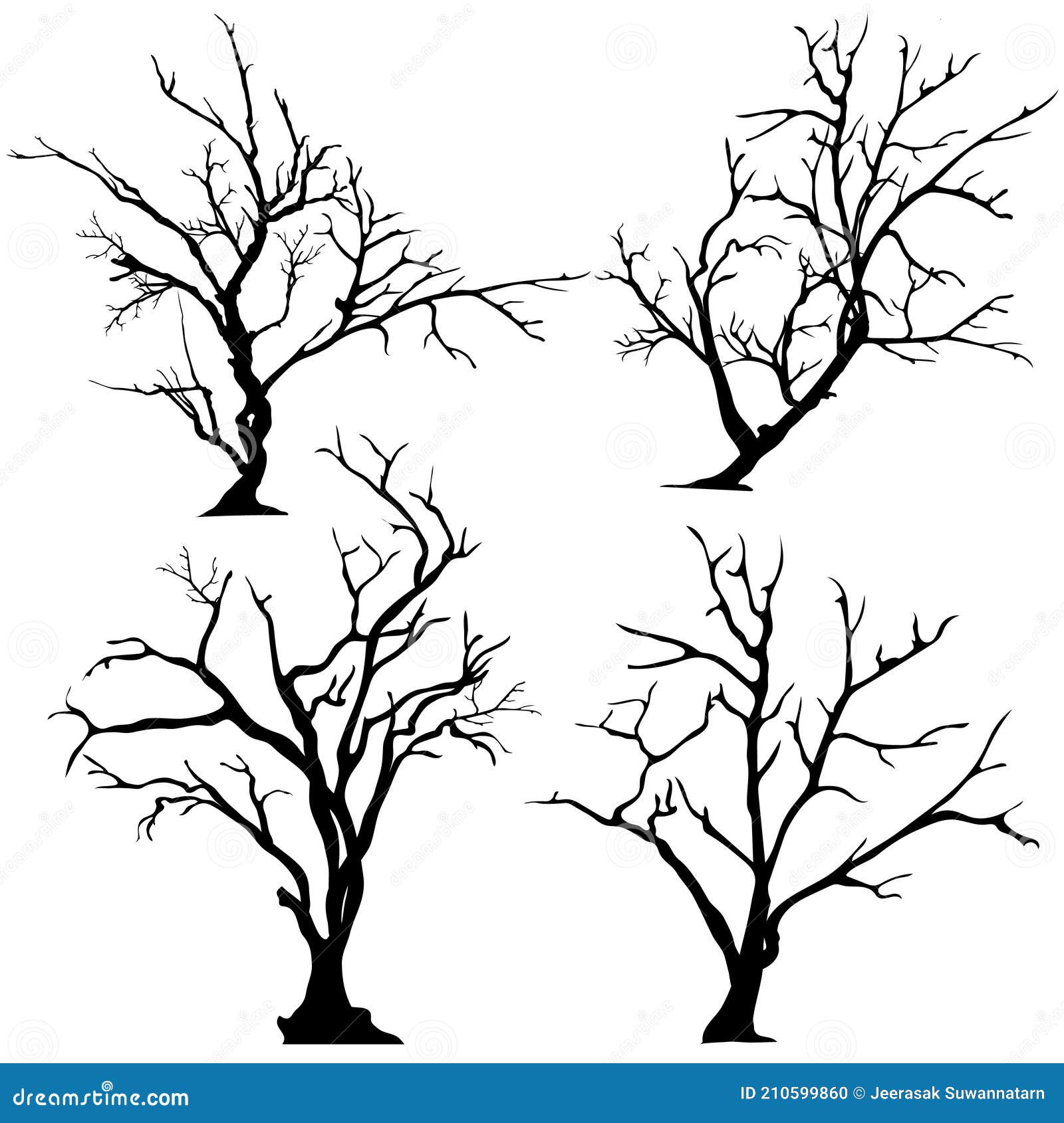 Silhouette of Tree without Leaves 006 Stock Vector - Illustration of ...