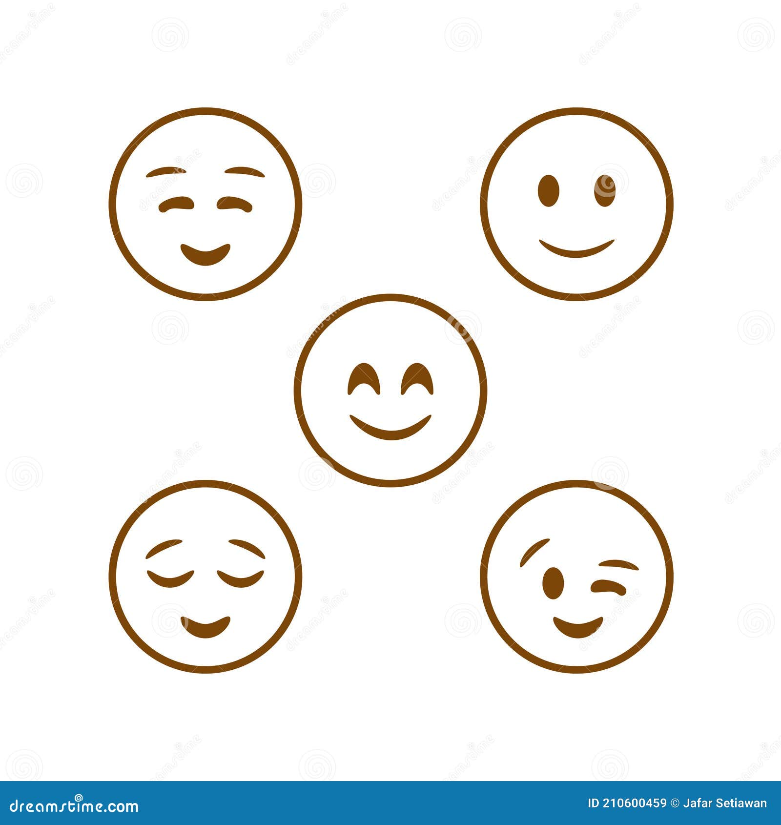 Set Of Blush Face With Line Emoticon Cartoon Vector | CartoonDealer.com ...