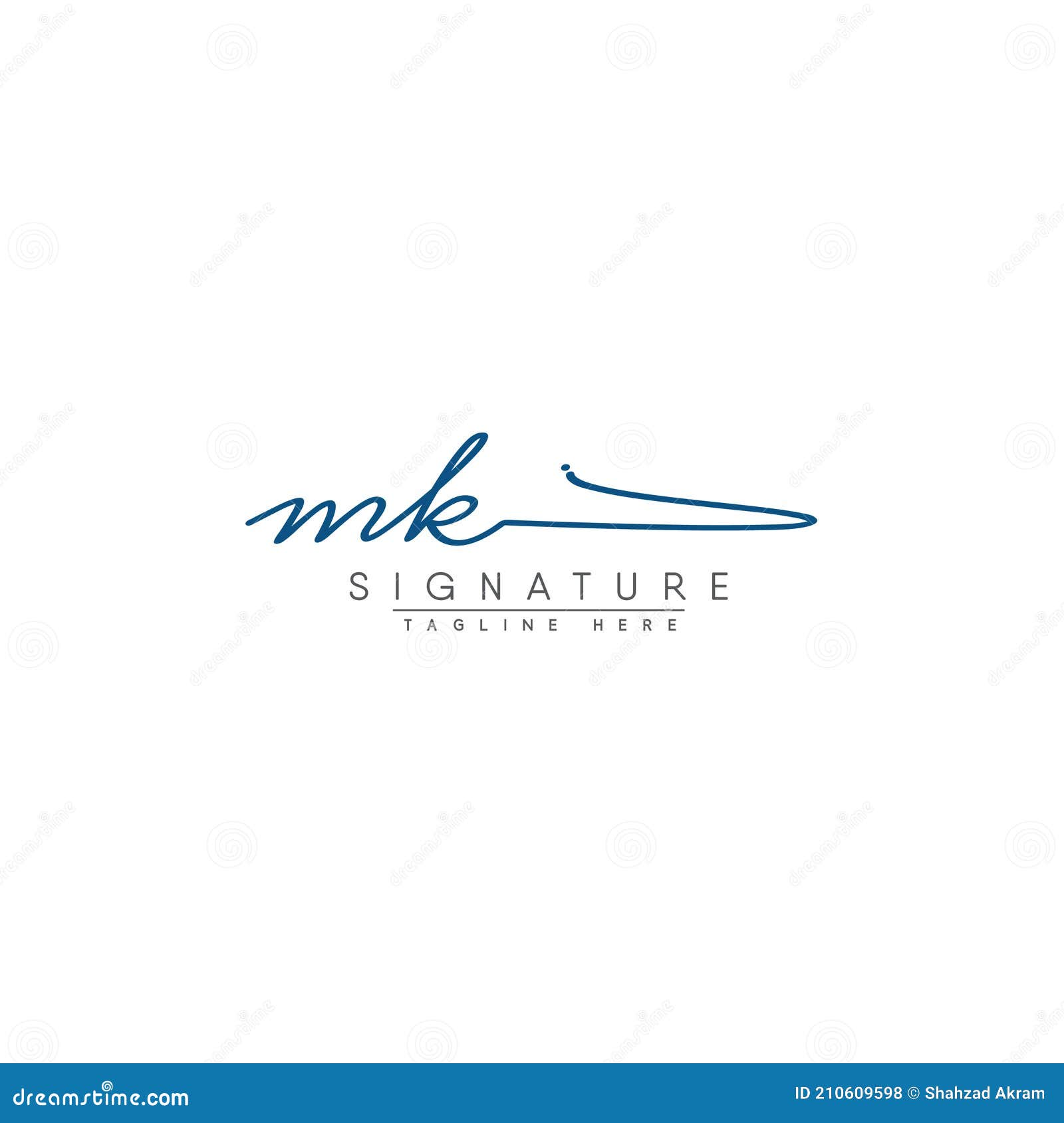 Initial Letter MK Logo - Handwritten Signature Style Logo Stock Vector ...