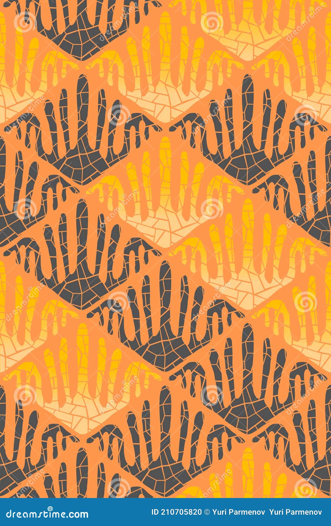 Rhombus Shape Pattern. Vector Orange Background with Ceramic Crack ...