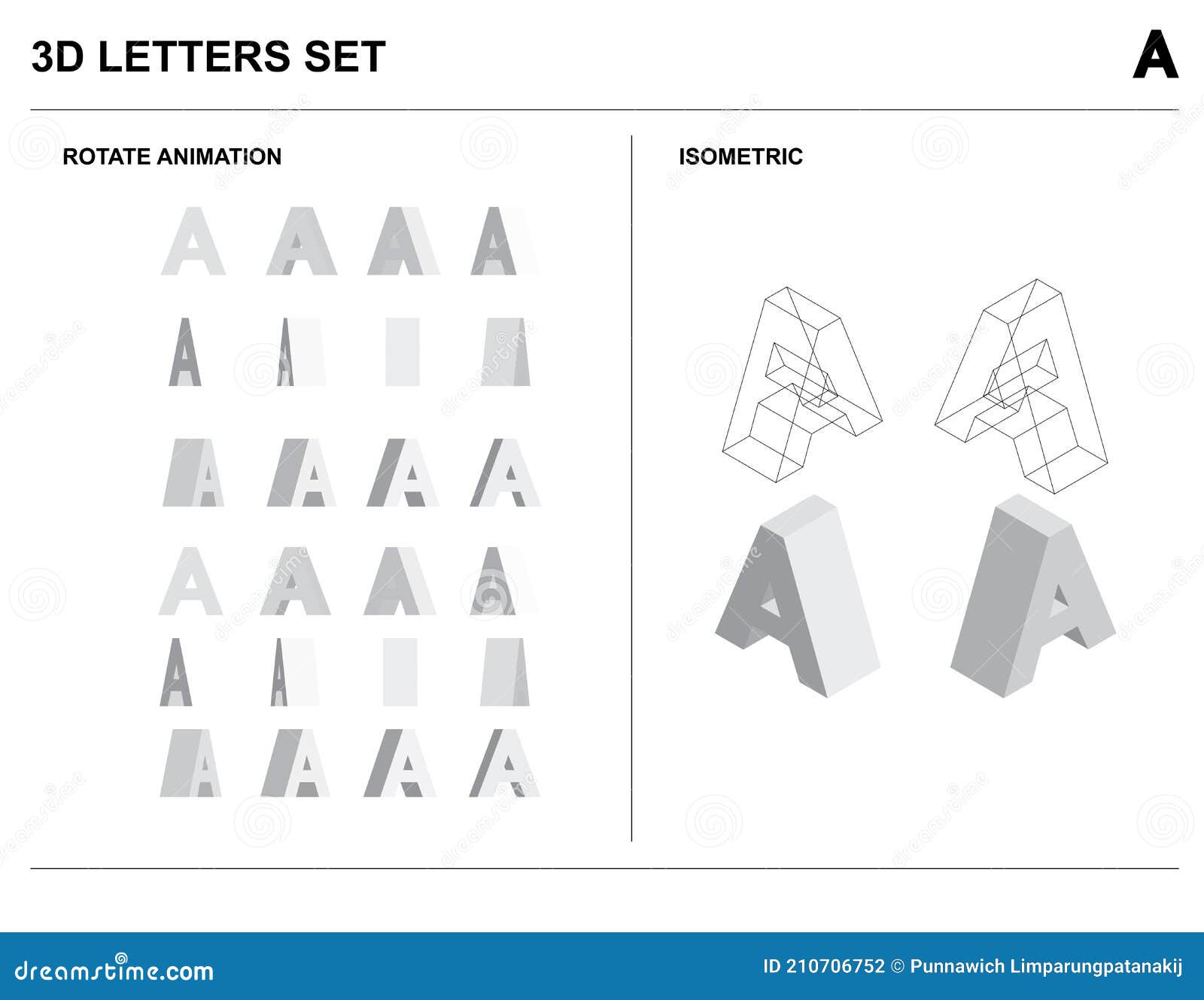 3d a Alphabet Letters Set Animate Isometric Wireframe Vector Stock ...