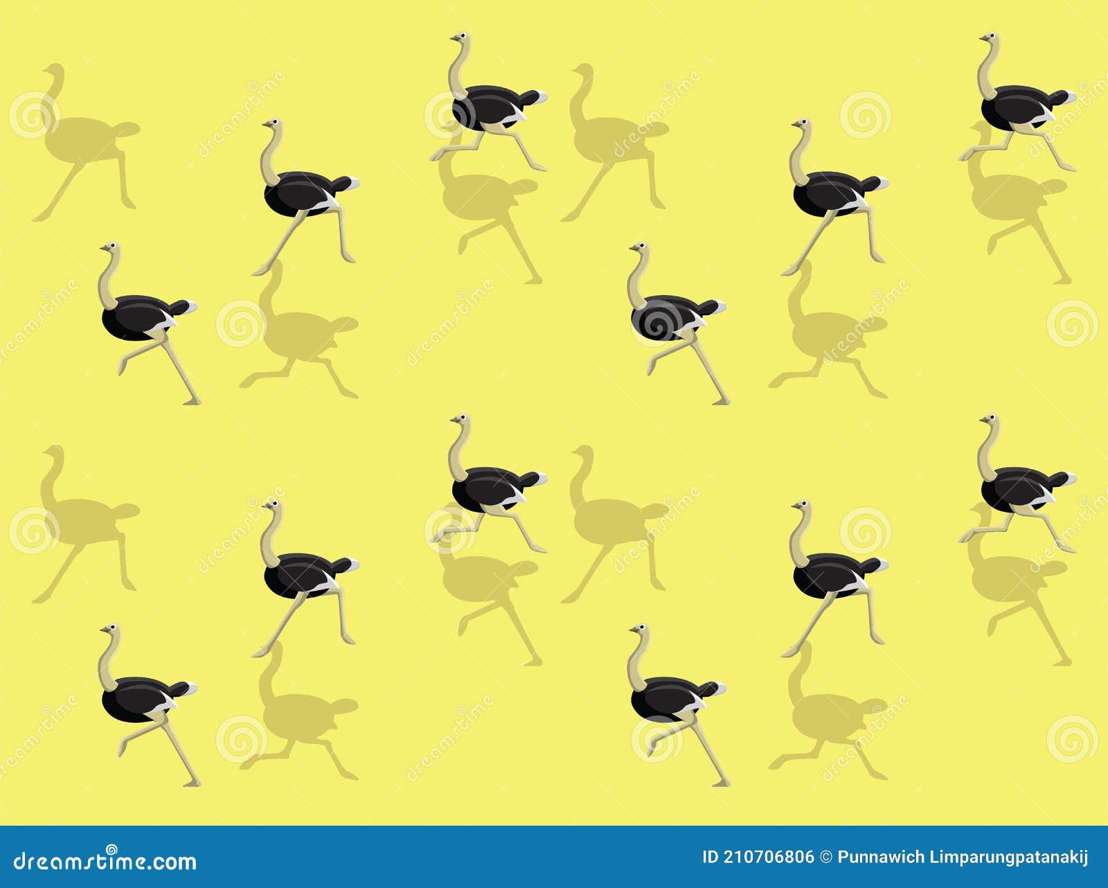 Bird Animal Ostrich Animation Running Cartoon Vector Illustration ...